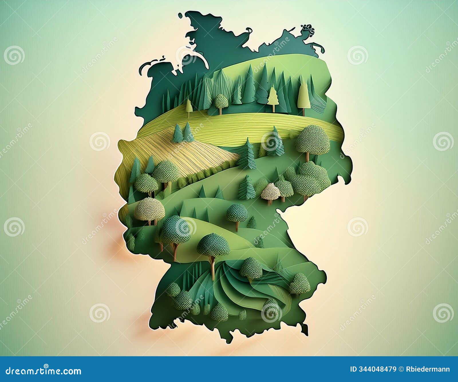 Map of Germany in Een Landscape Style Stock Illustration - Illustration ...