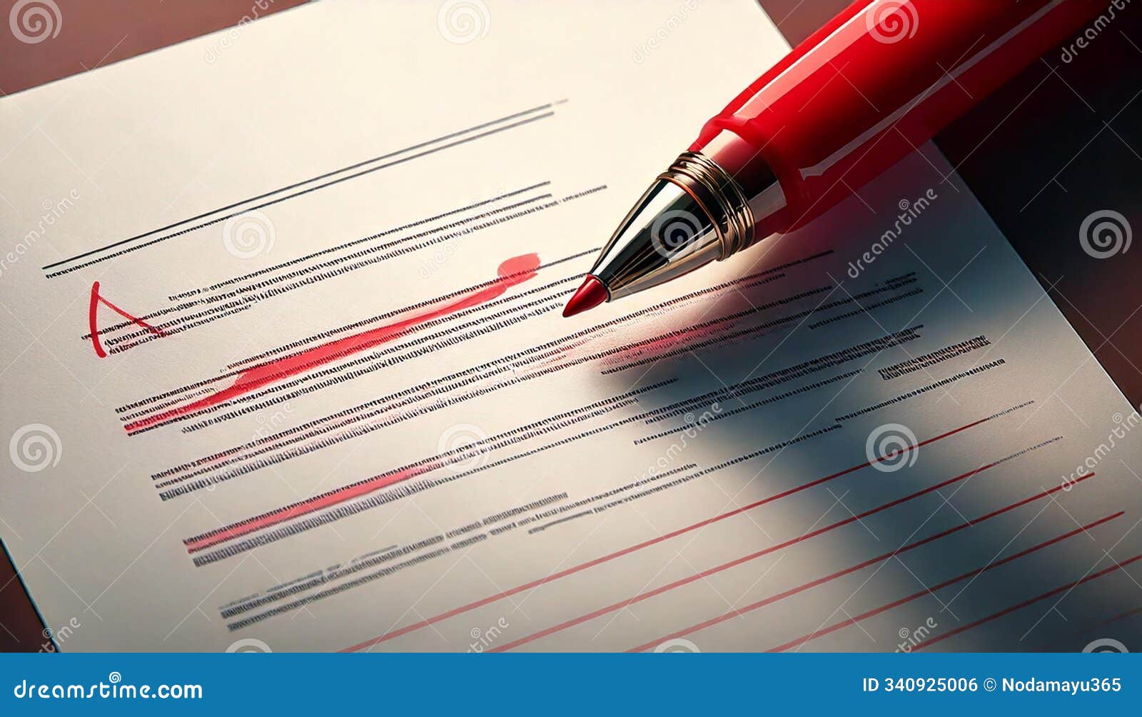 Generated Image?Mark Text with Red Marks Using a Pen Stock Photo ...