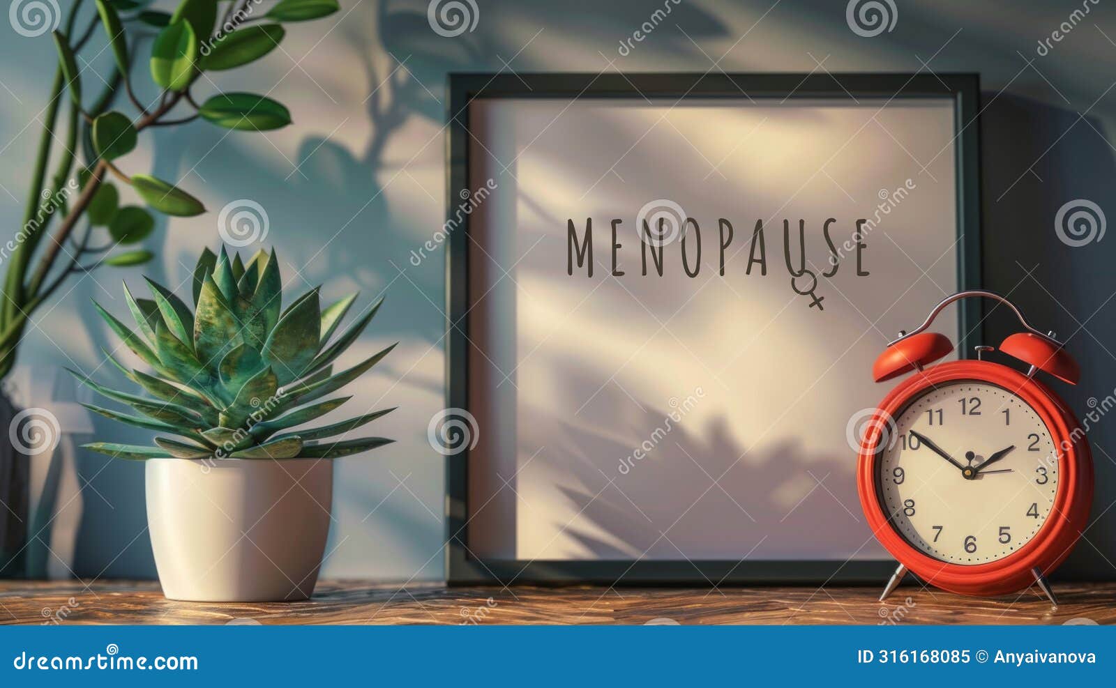 Menopause Concept with Clock and Plants in Modern Interior Stock Image ...