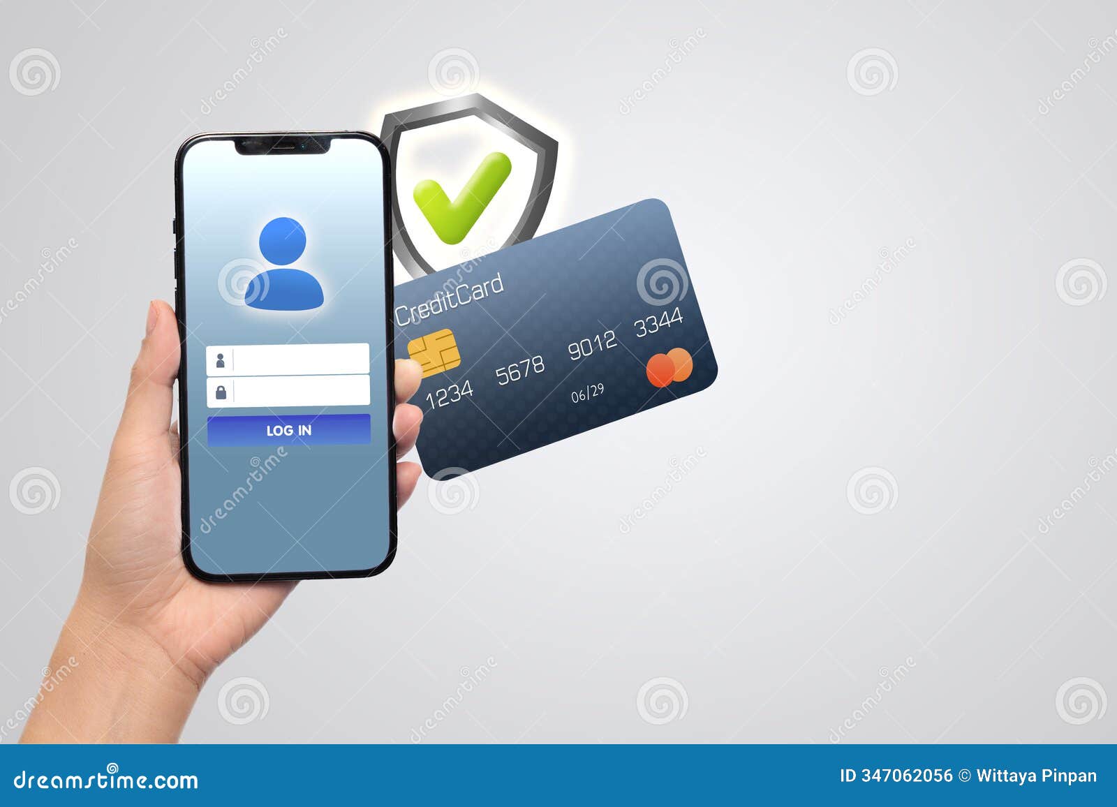 Mobile Phone and Credit Card Showing Secure Login Stock Photo - Image ...