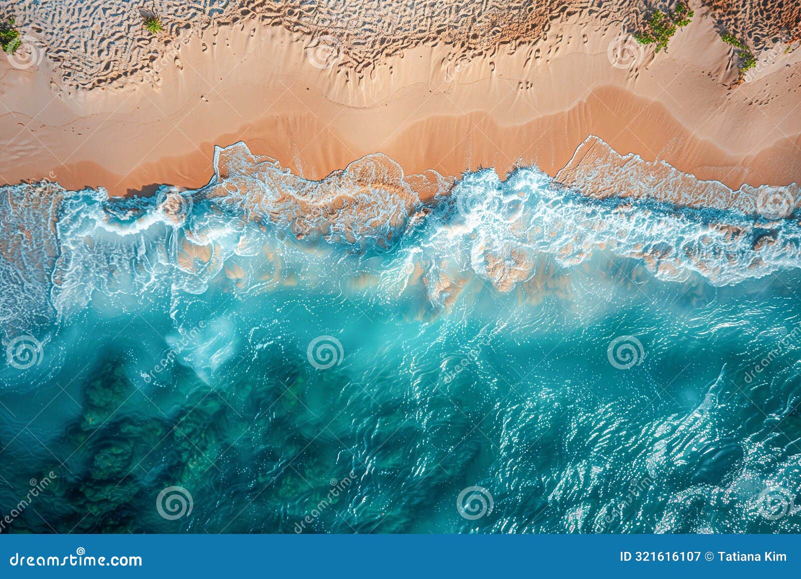 Ocean Waves and Beach Top View, Natural Background. Stock Image - Image ...