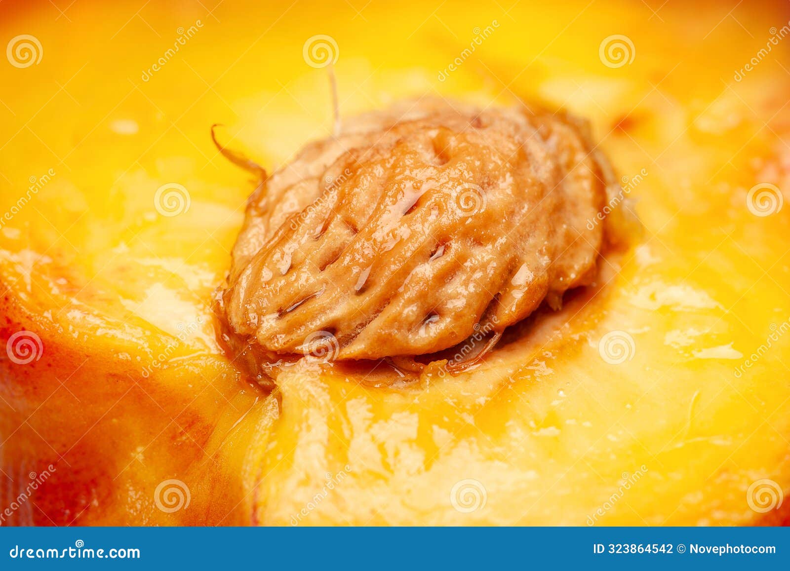 Peach Texture. Pulp of a Ripe Peach with Seed. Selective Focus Stock ...
