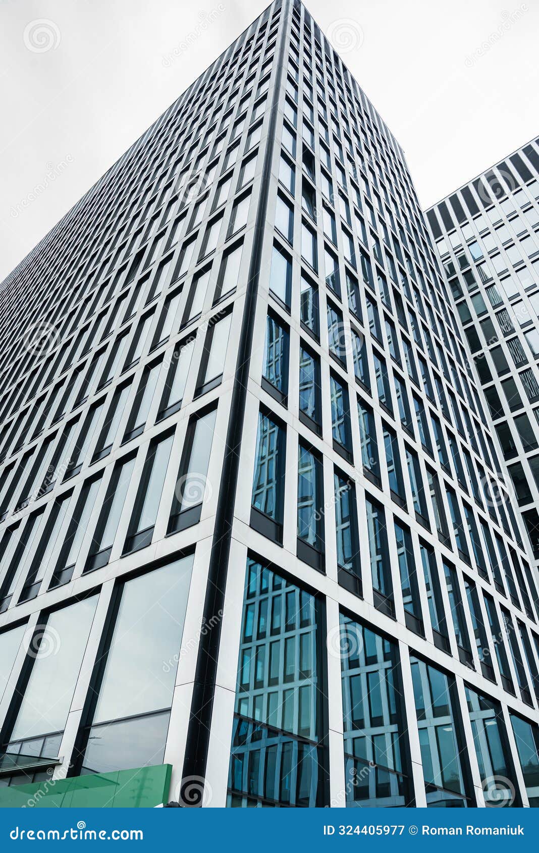 Perspective Angle View To Modern Glass Building Skyscrapers. Glass ...