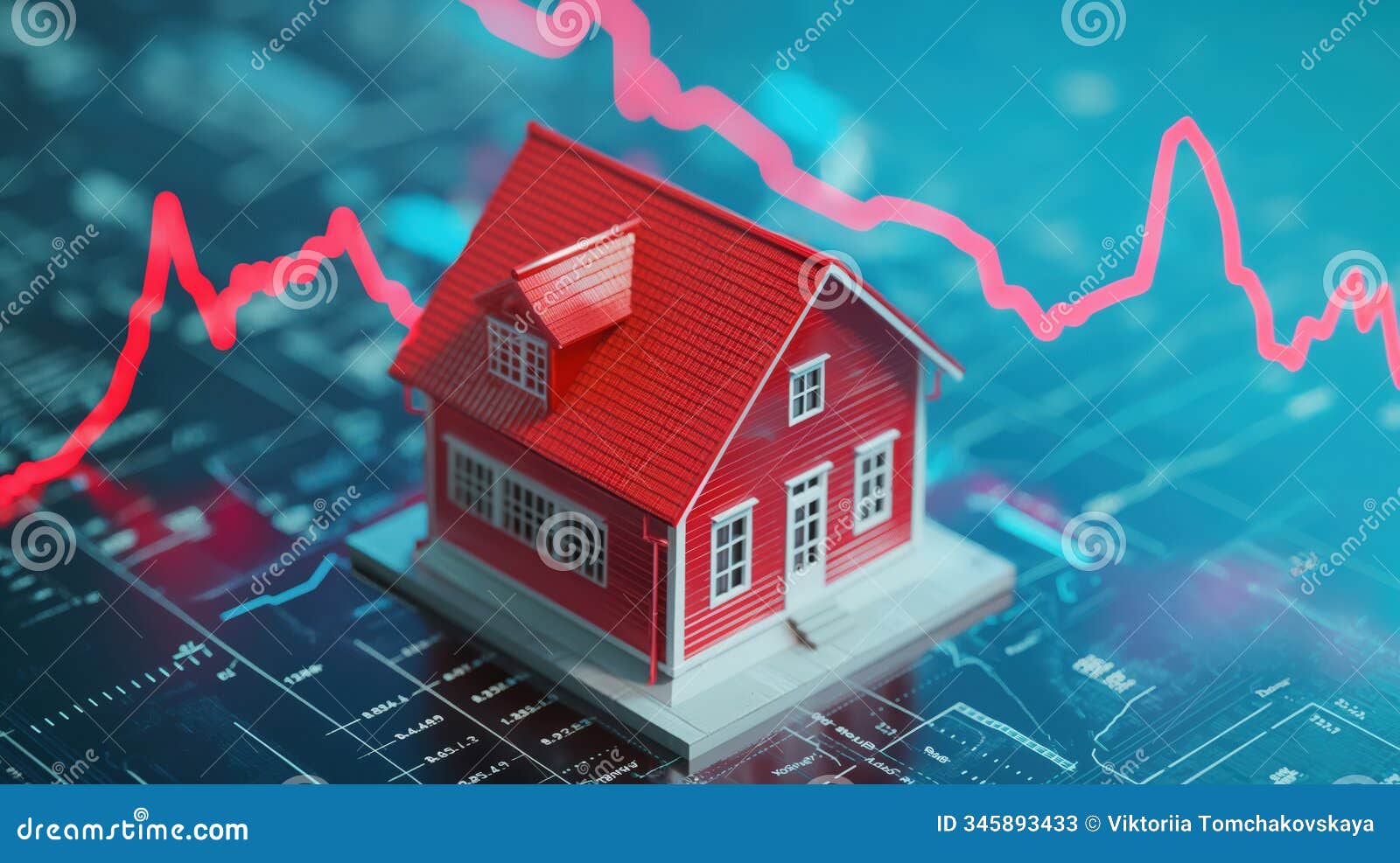 Red House and Graph, Symbolizing Property Value Increase, Real Estate ...