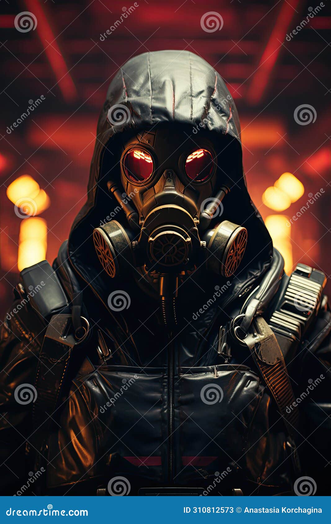 A Stalker Man in a Gas Mask,fire in the Background Book Cover Stock ...