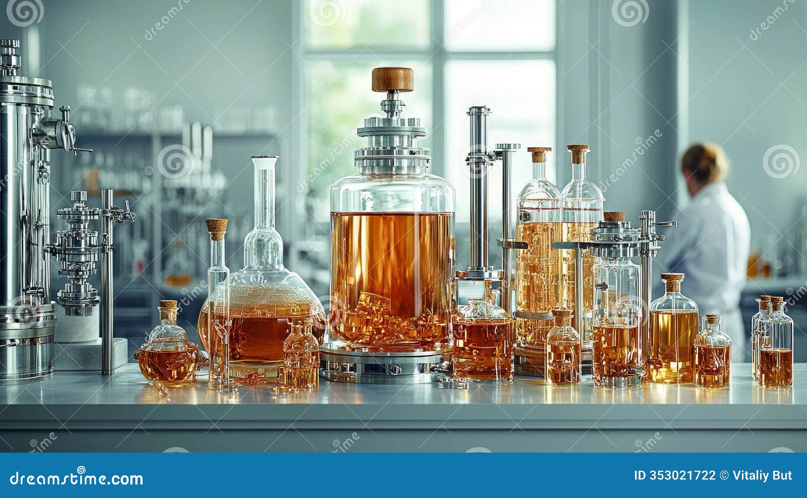 Technicians Lab Coats Engage Intricate Extraction and Distillation ...