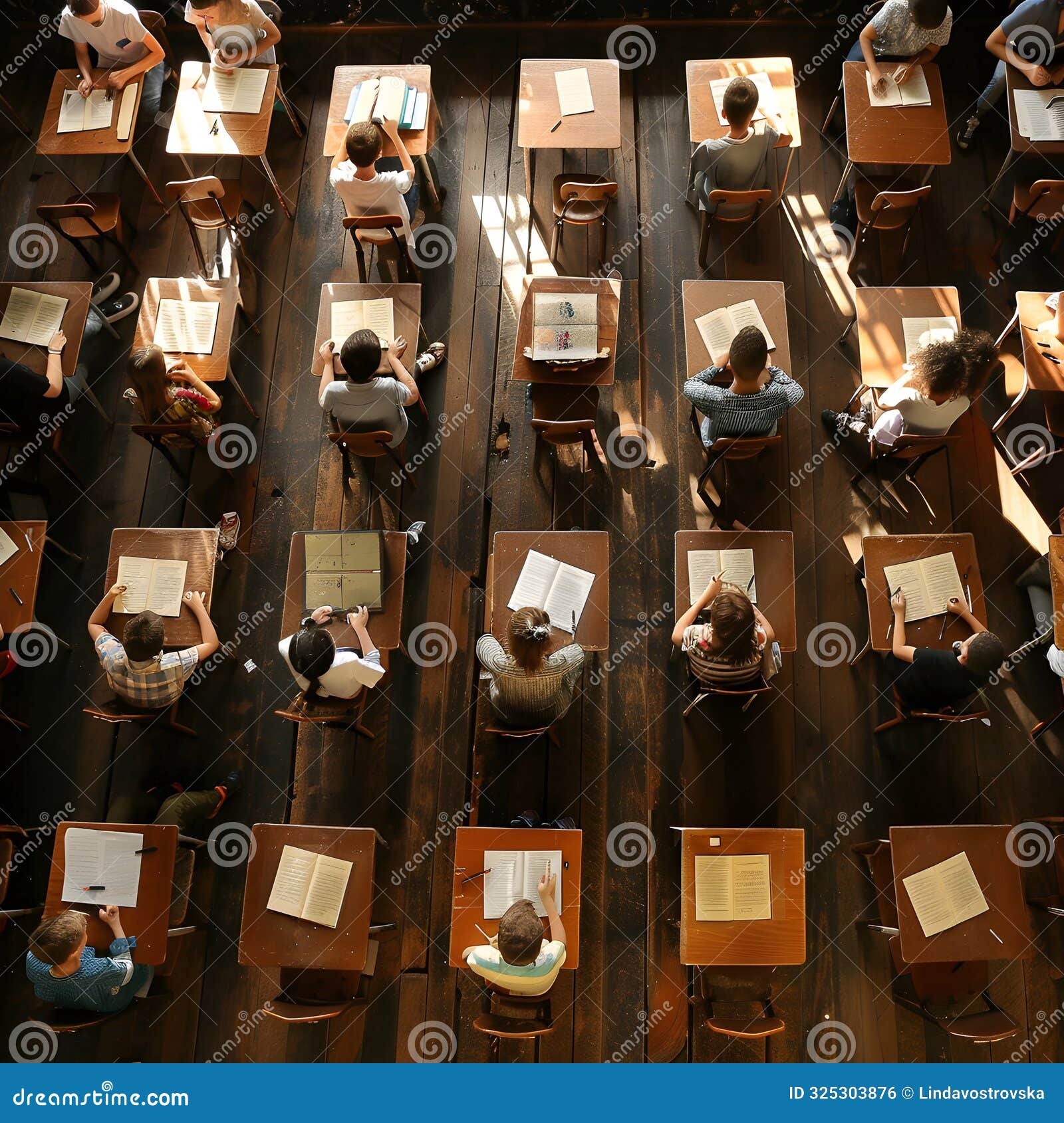 Top View of Classroom with Desks. Stock Illustration - Illustration of ...
