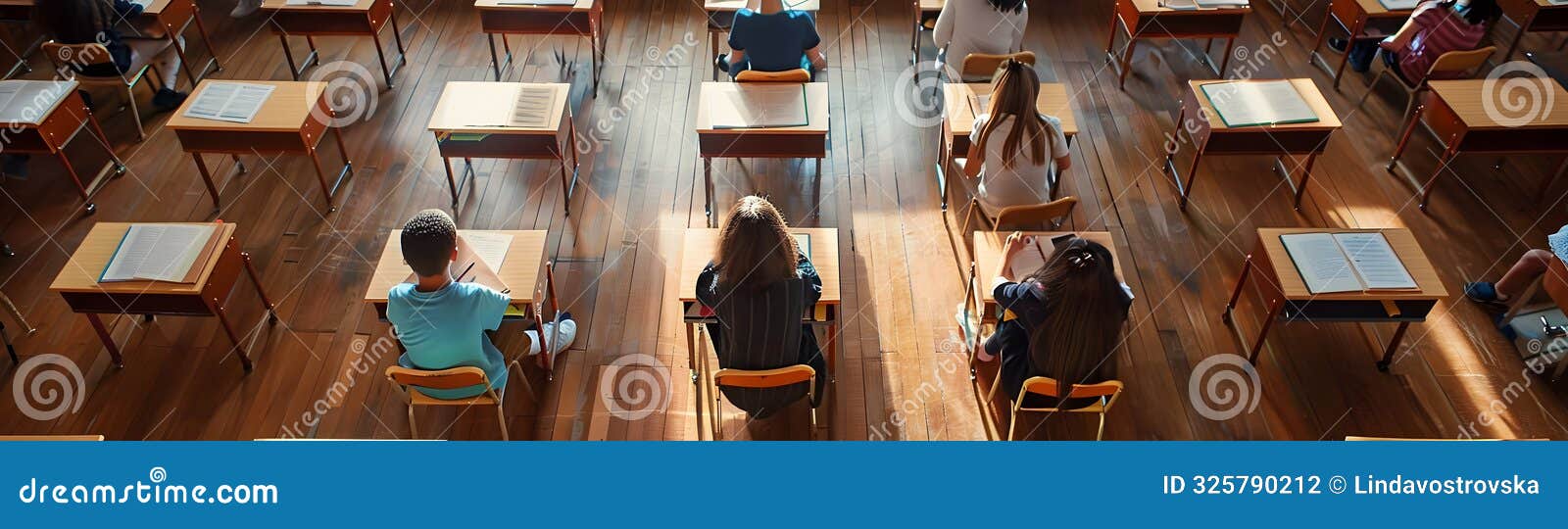 Top View of Classroom with Desks. Stock Illustration - Illustration of ...