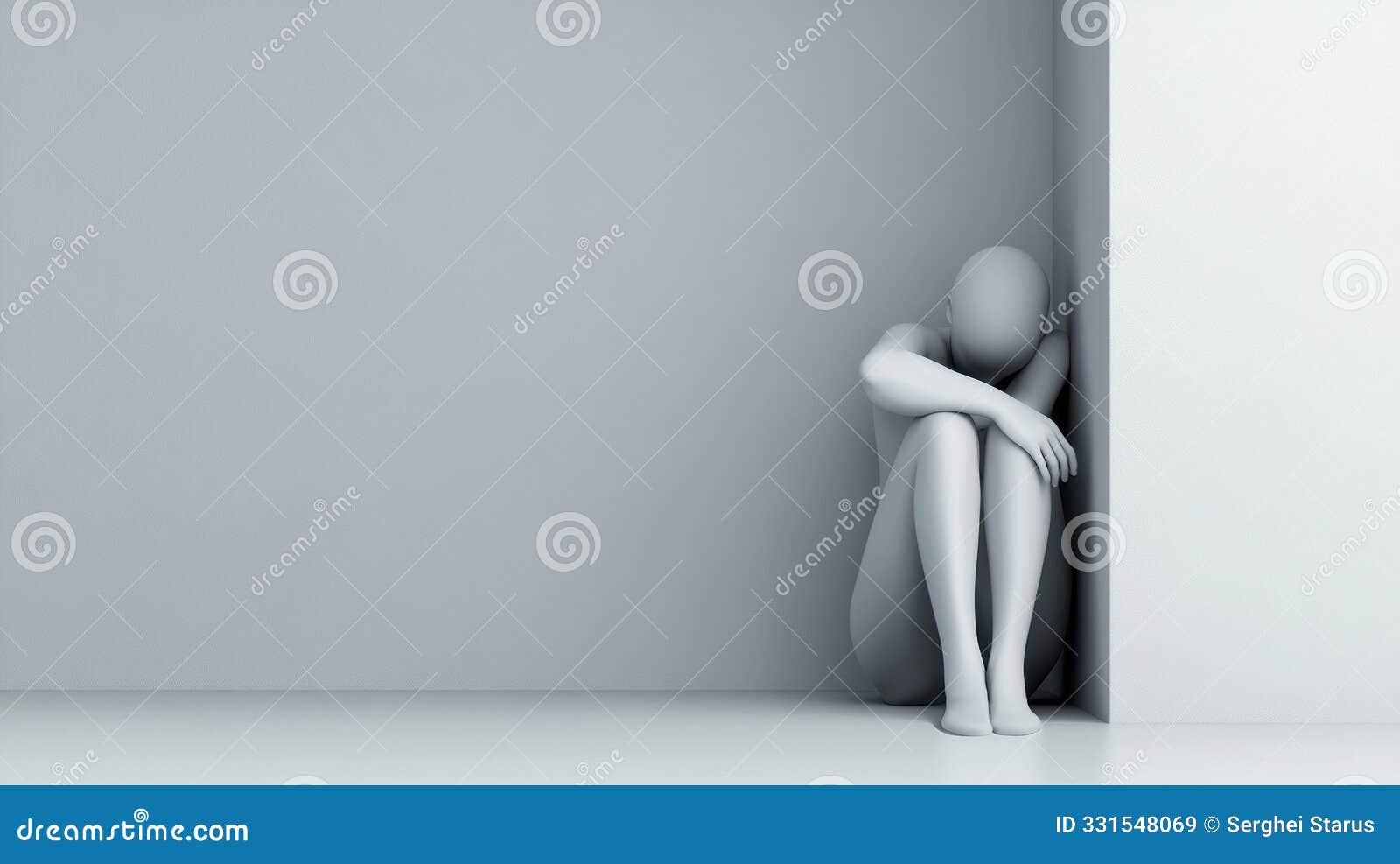 A White Figure Sitting Against a Wall with Its Back To the Viewer, AI ...