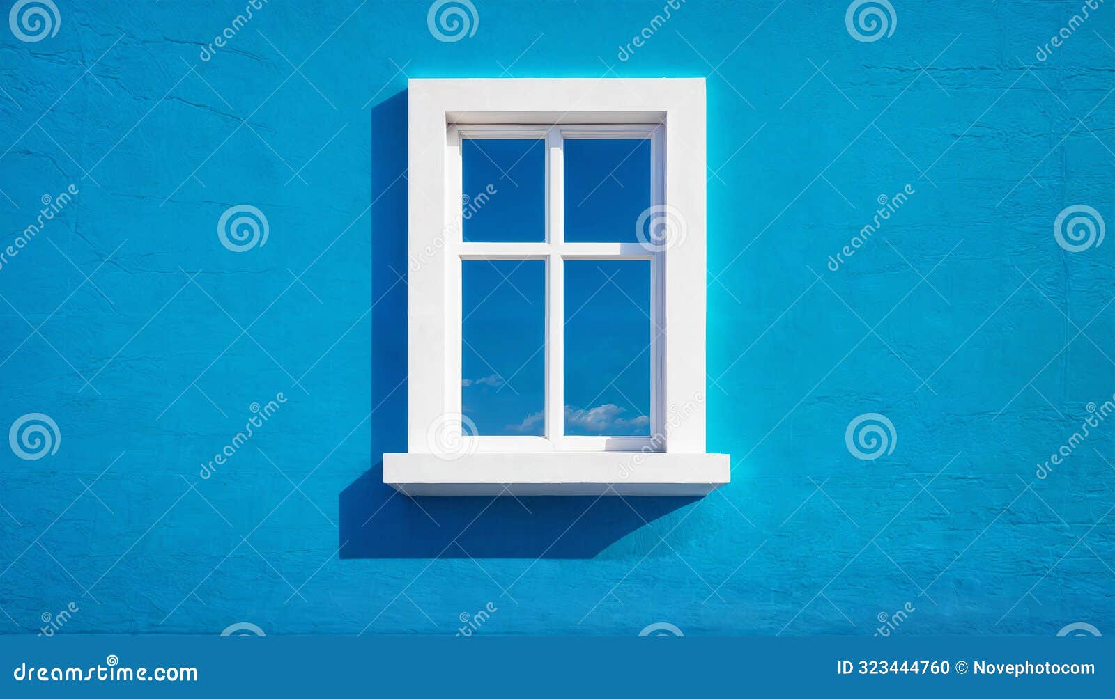 White Window. White Window on a Blank Blue Wall Stock Illustration ...
