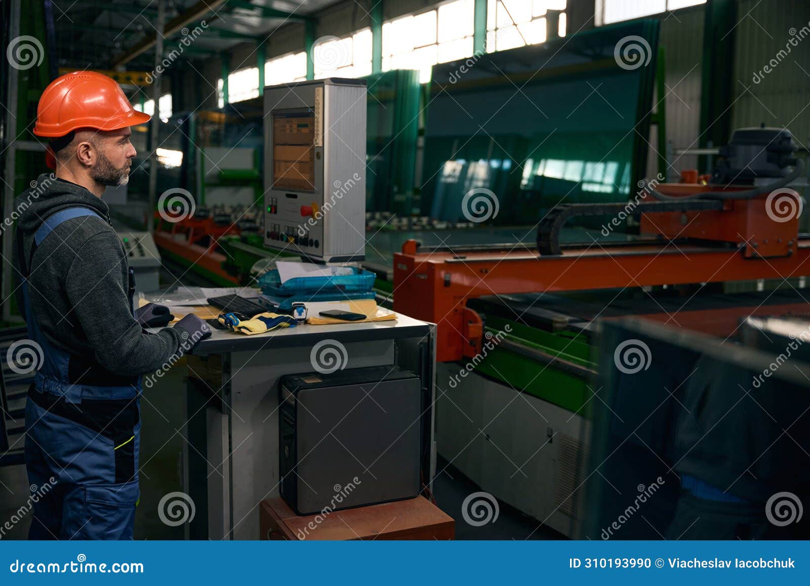 Window Production Employee in the Workshop at the Workplace Stock Photo ...