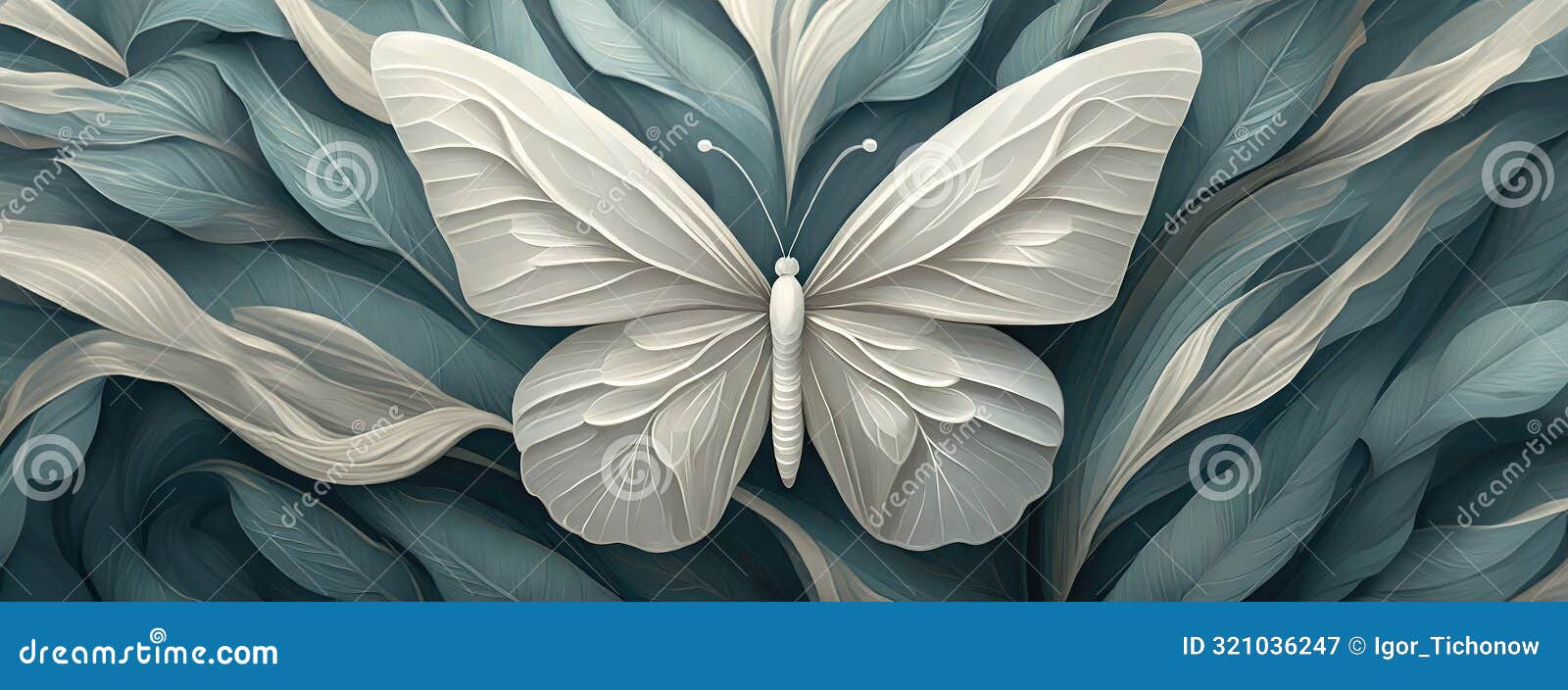 A Woman Transformed into a Butterfly with Artistic Wings. Panorama with ...