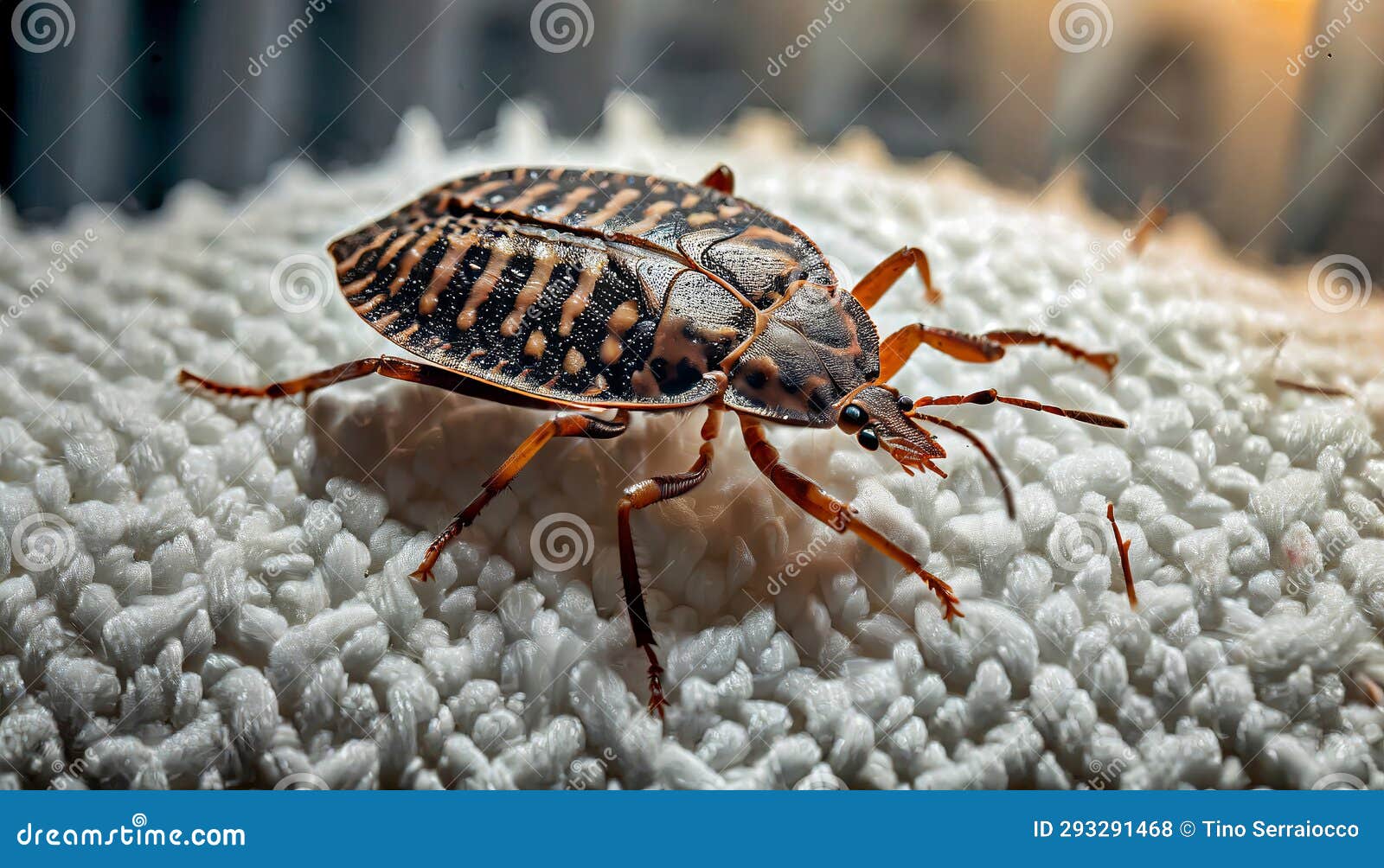 Generated ImageBedbug Close Up of Cimex Hemipterus - Bed Bug on Bed ...