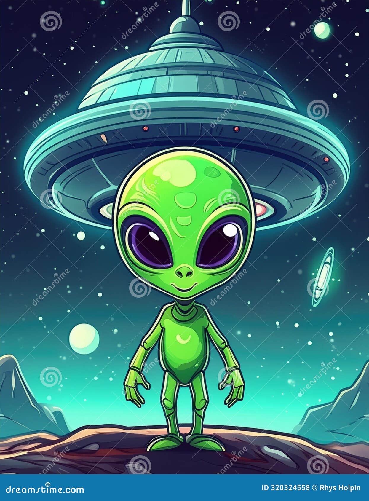 Alien standing on a planet stock illustration. Illustration of standing ...