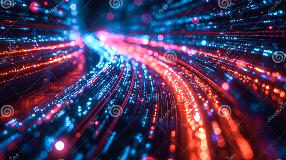 Abstract High-speed Technology Concept with Flowing Digital Data and ...