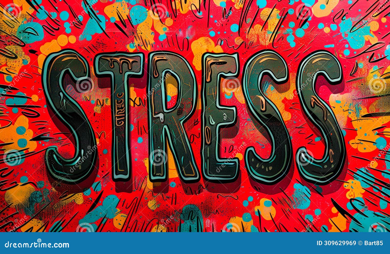 Bold Black STRESS Text on a Vibrant Red Background, a Striking Visual ...