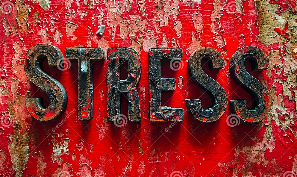 Bold Black STRESS Text on a Vibrant Red Background, a Striking Visual ...