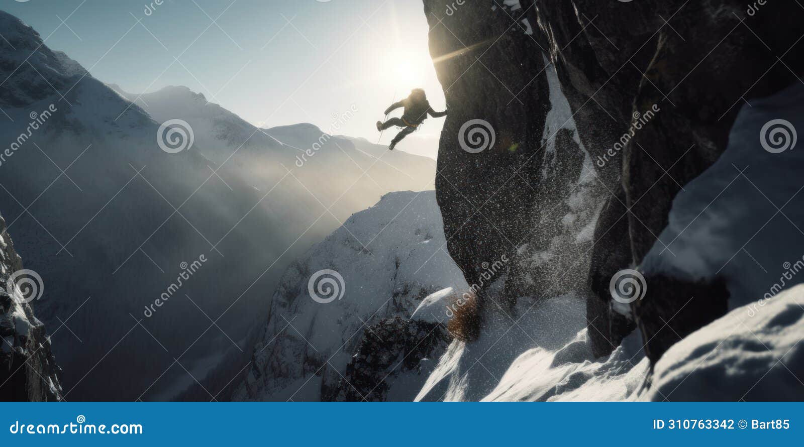 Climber Falling from Snowy Mountain Cliff. Generative AI Stock ...