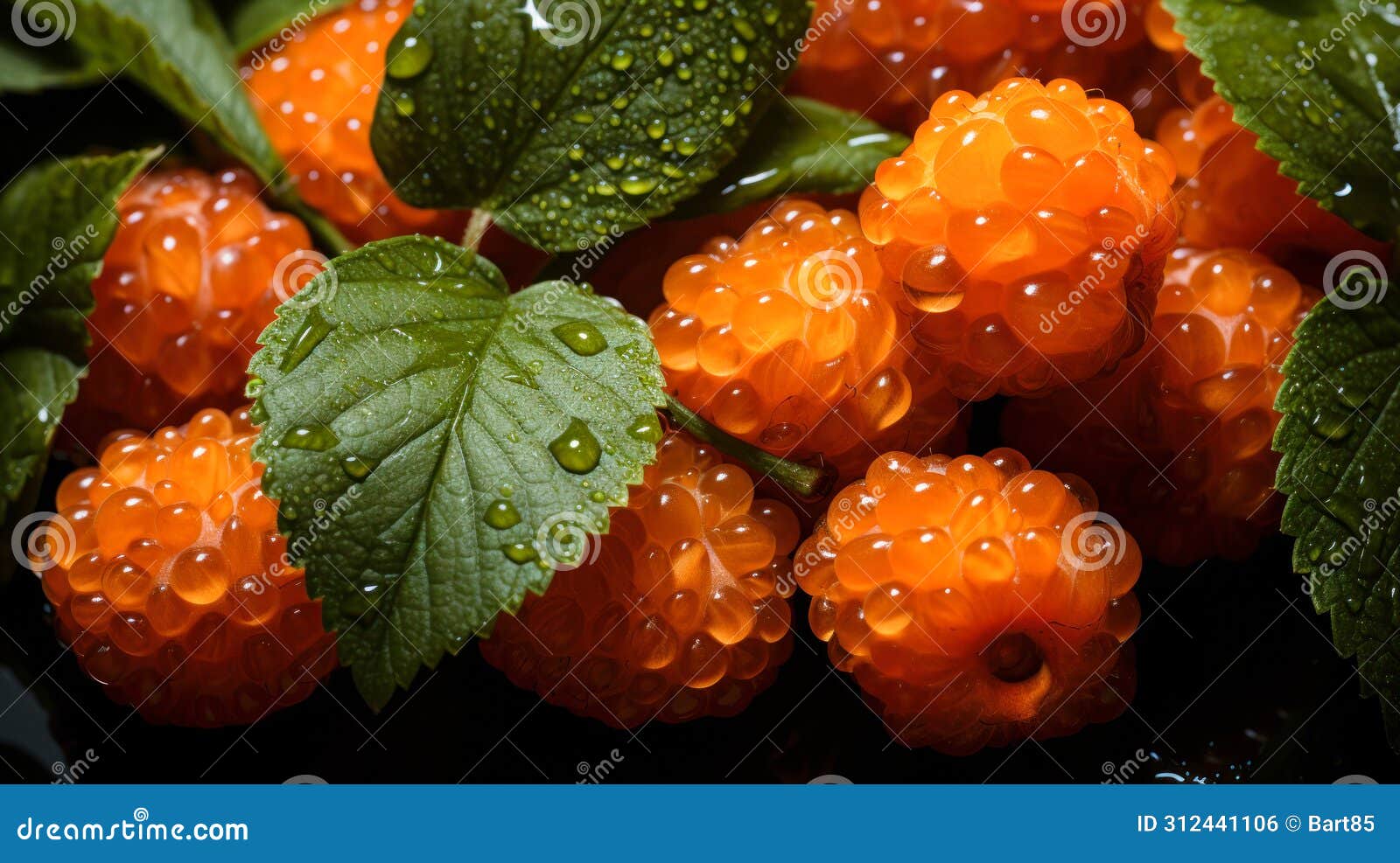 Cloudberry Fruit Texture Top-Down View with Water Spots Stock Illustration - Illustration of ...