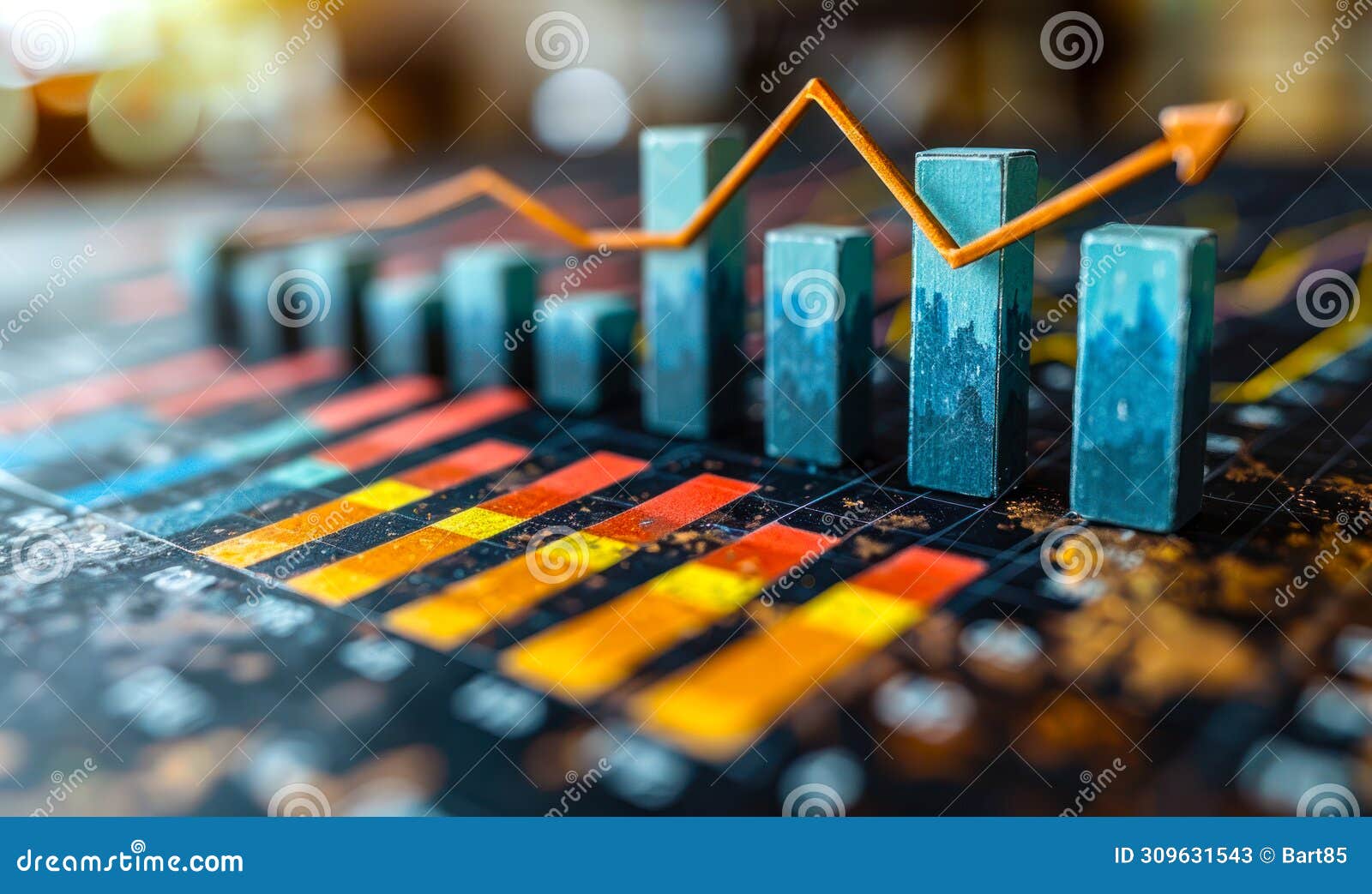 Colorful Bar Graph with Rising Arrow Indicating Growth, Progress and ...