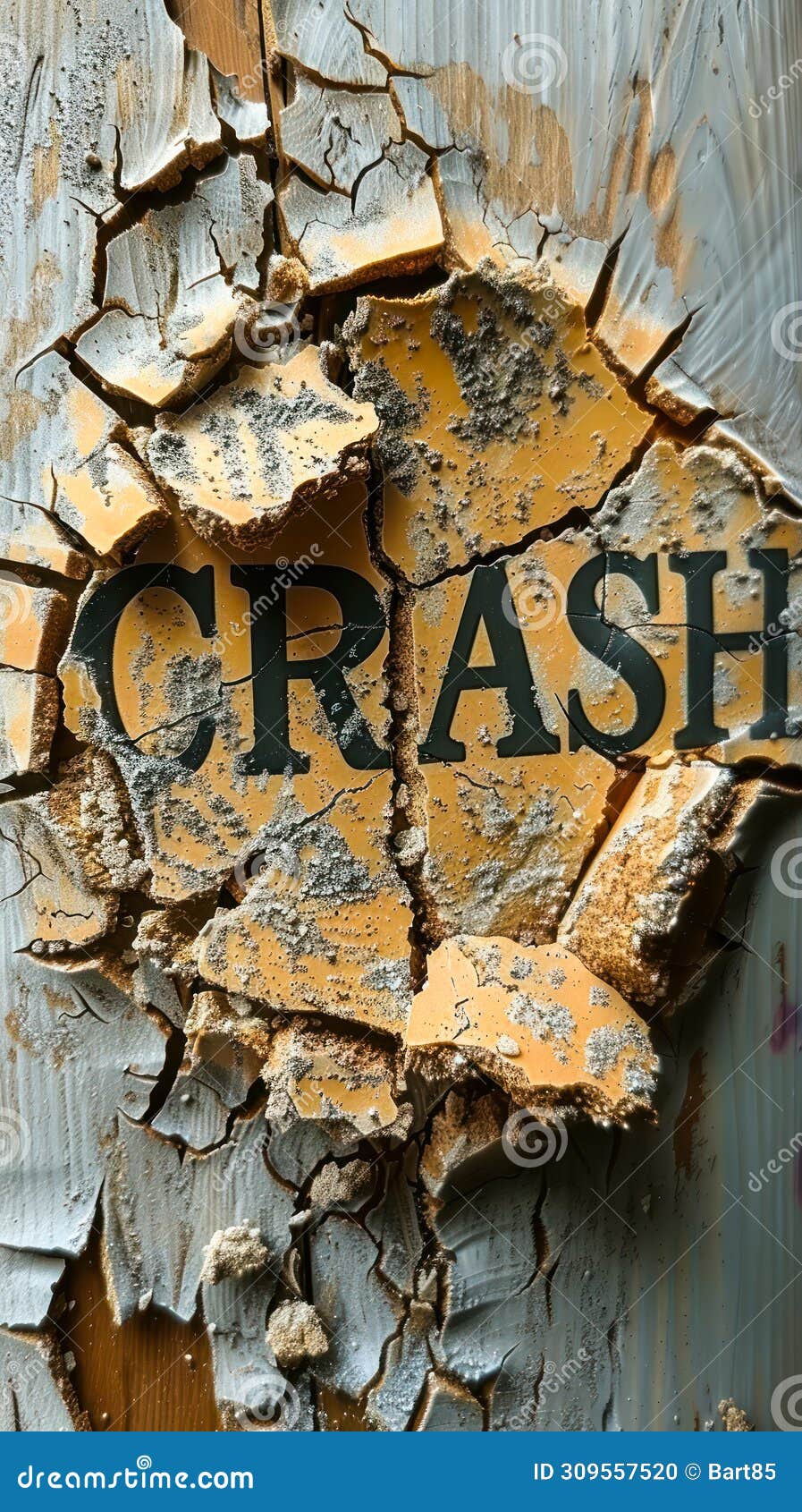 Conceptual Image of CRASH Word Breaking through a White Wall Depicting ...
