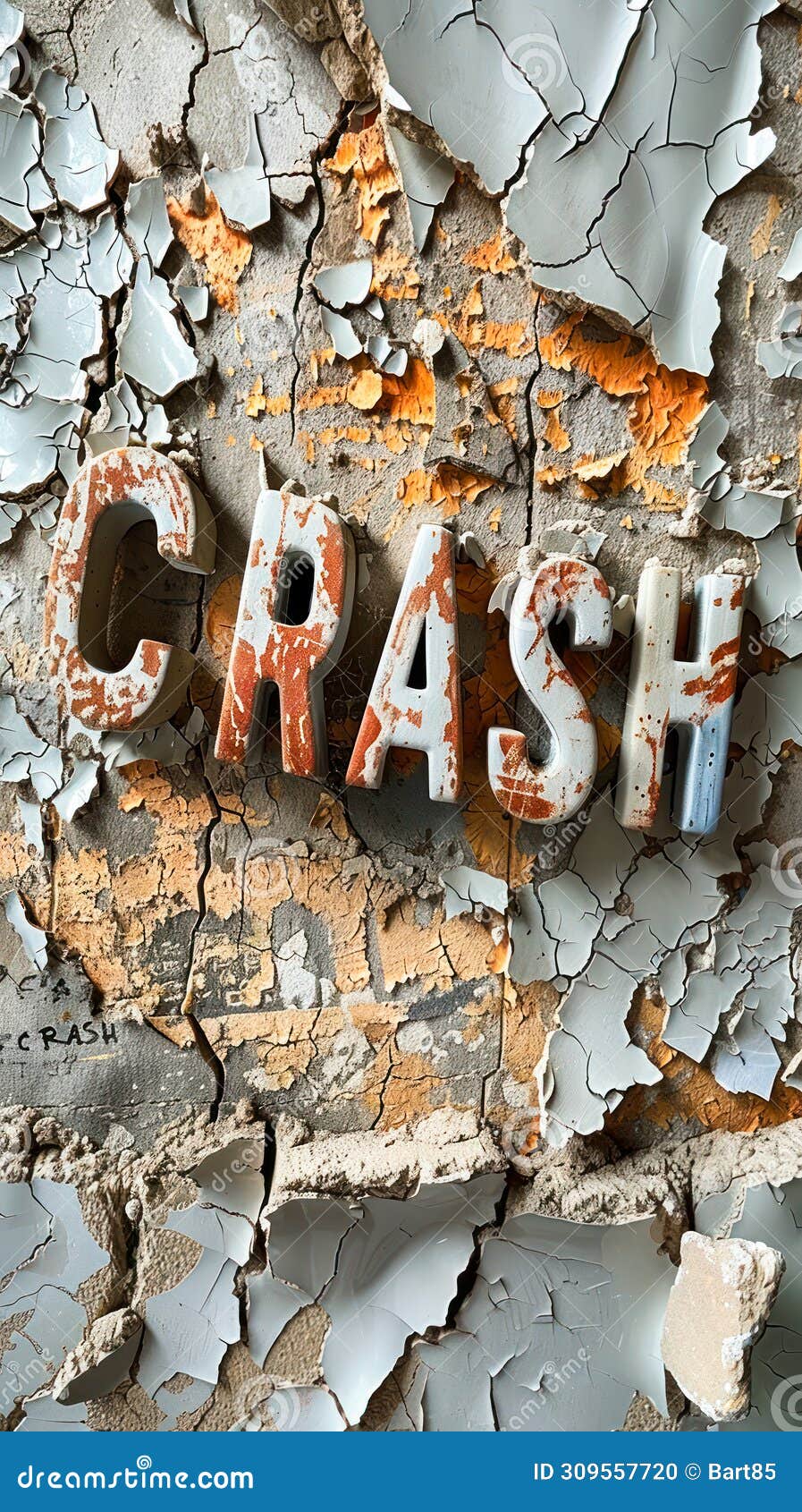 Conceptual Image of CRASH Word Breaking through a White Wall Depicting ...