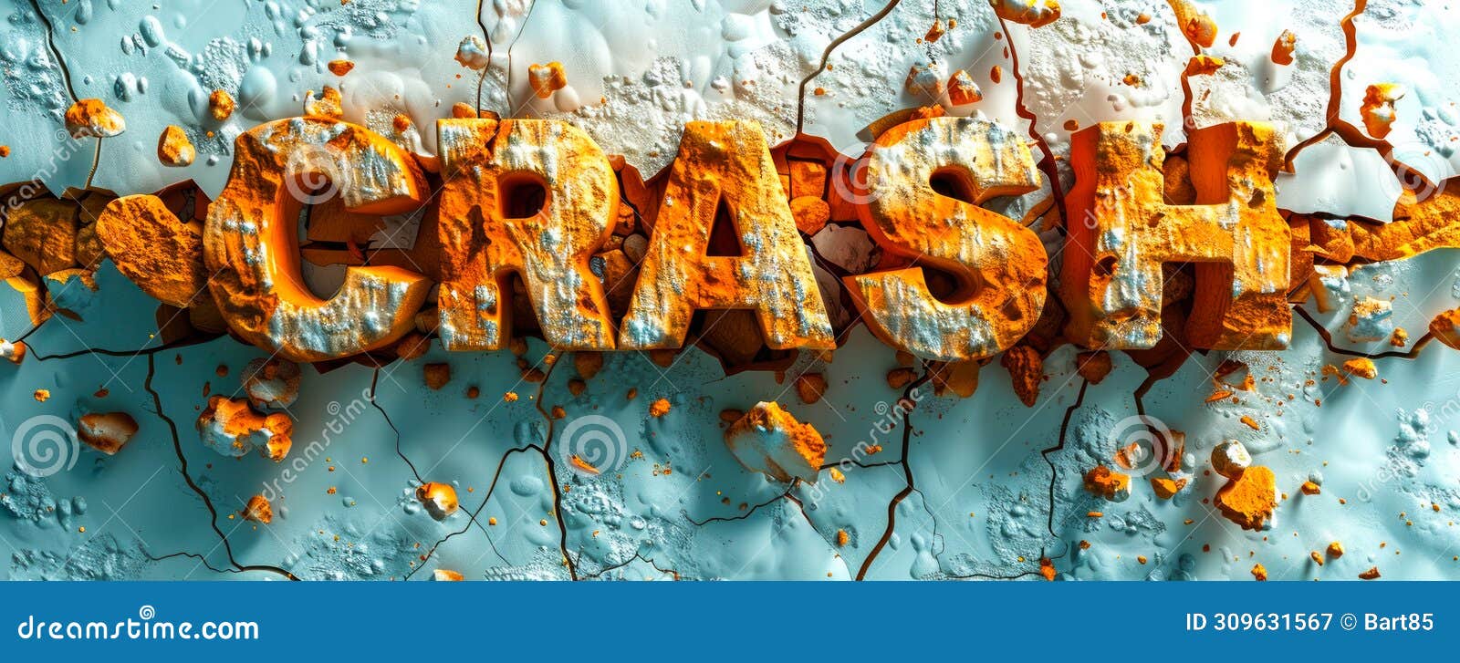 Conceptual Image of CRASH Word Breaking through a White Wall Depicting ...