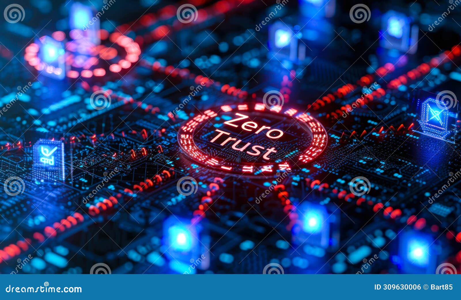 Cybersecurity Concept of Zero Trust Network Security Model Illuminated ...