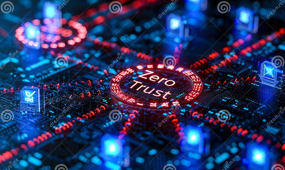 Cybersecurity Concept of Zero Trust Network Security Model Illuminated ...