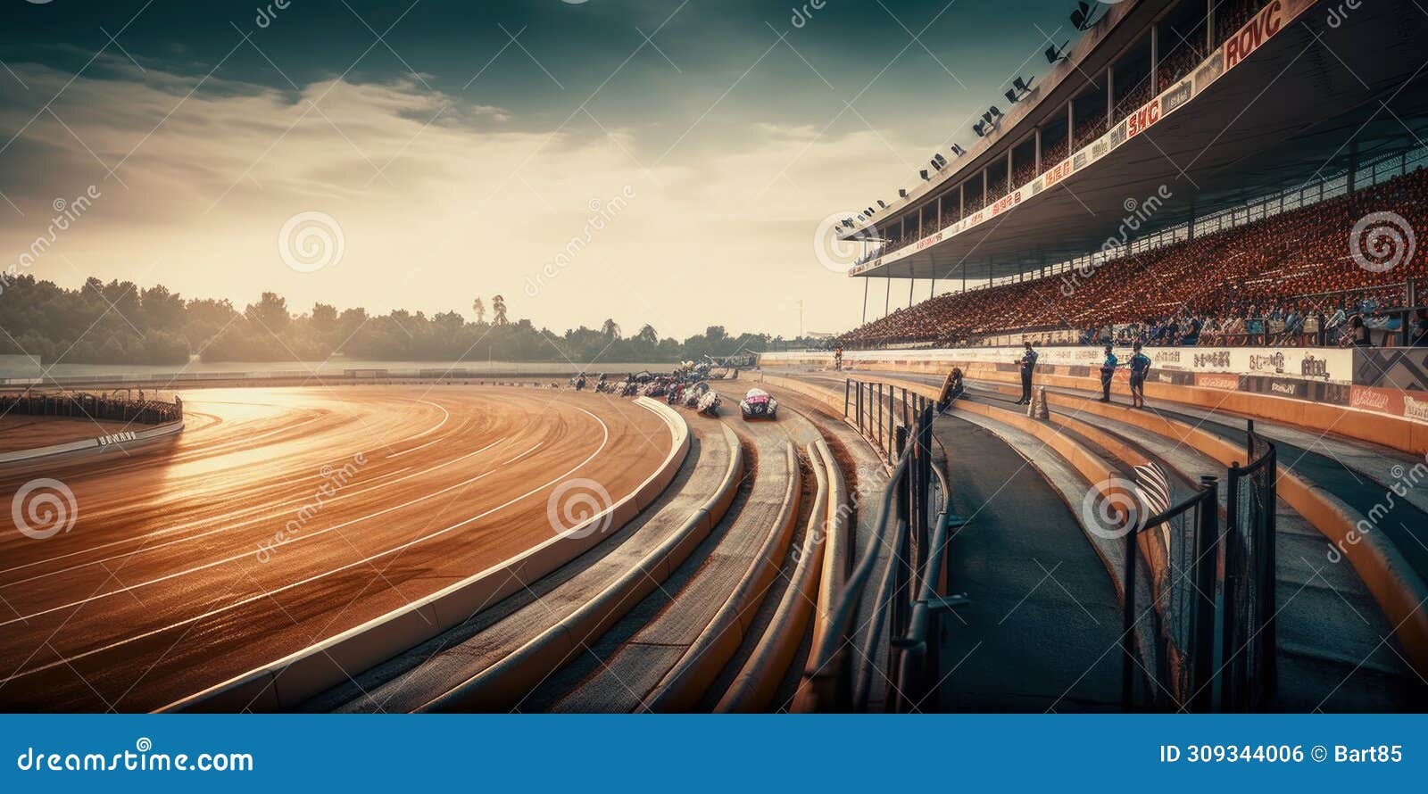 Empty Racing Track and Crowd of People on Grandstands. Generative AI ...