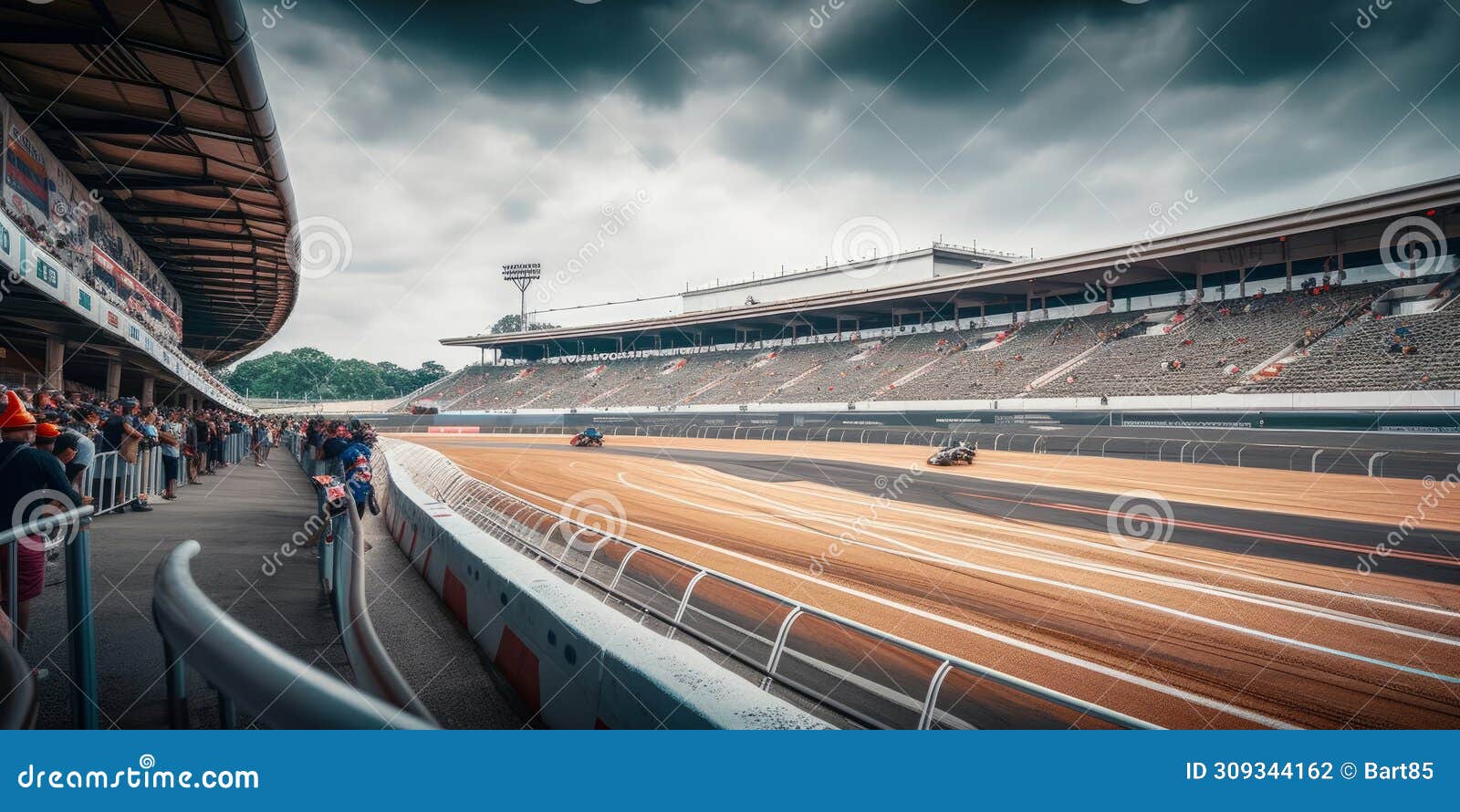 Empty Racing Track and Crowd of People on Grandstands. Generative AI ...