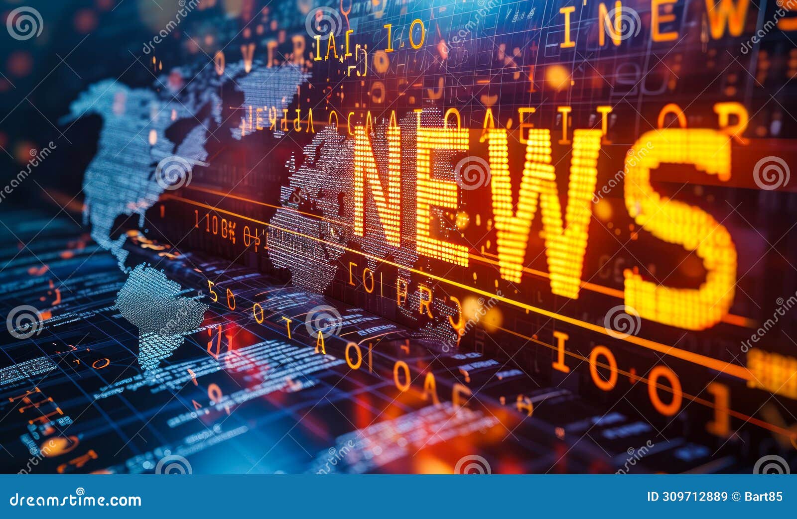 Global Digital News Concept with Bold NEWS Lettering Overlaying a ...