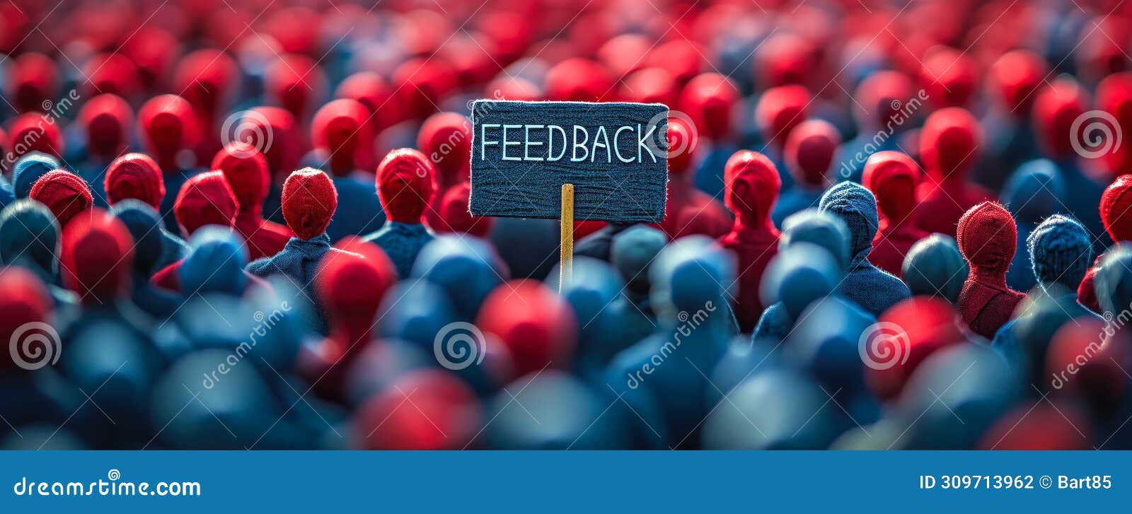 Individual Holding a FEEDBACK Sign Stands Out in a Crowd of 3D Figures ...