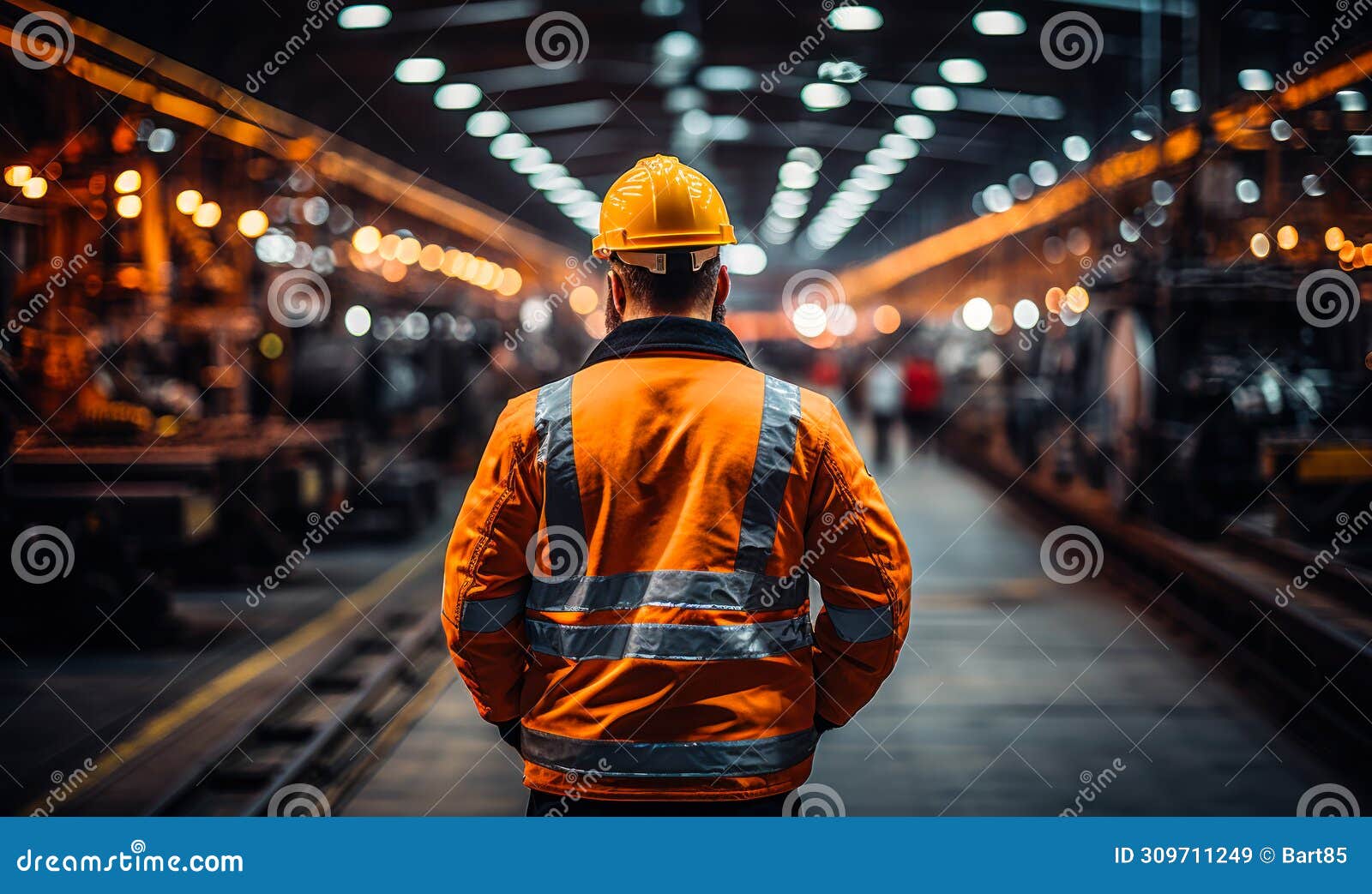 Industrial Engineer in High Visibility Jacket and Safety Helmet ...