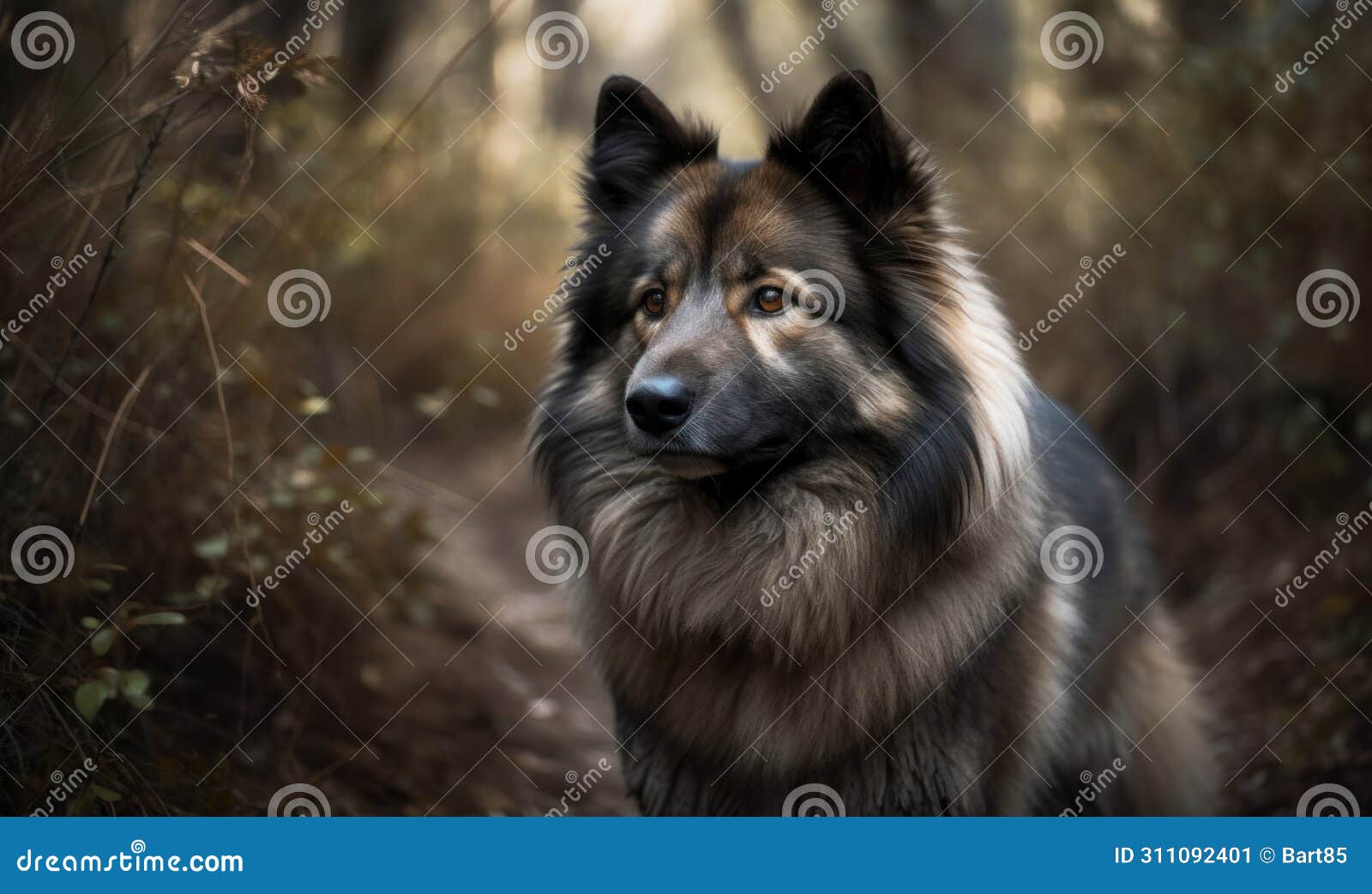 Keeshond, Dutch Barge Dog, German Spitz Dog Digital Art Illustration ...