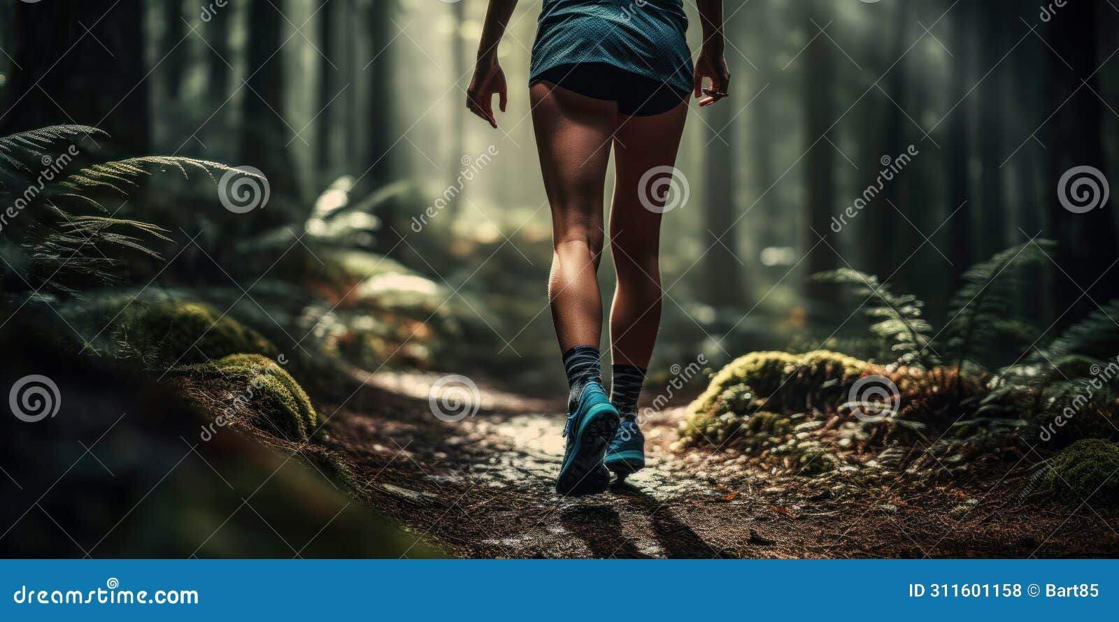Running through the Trees Lady Trail Runner in Motion. Generative AI ...
