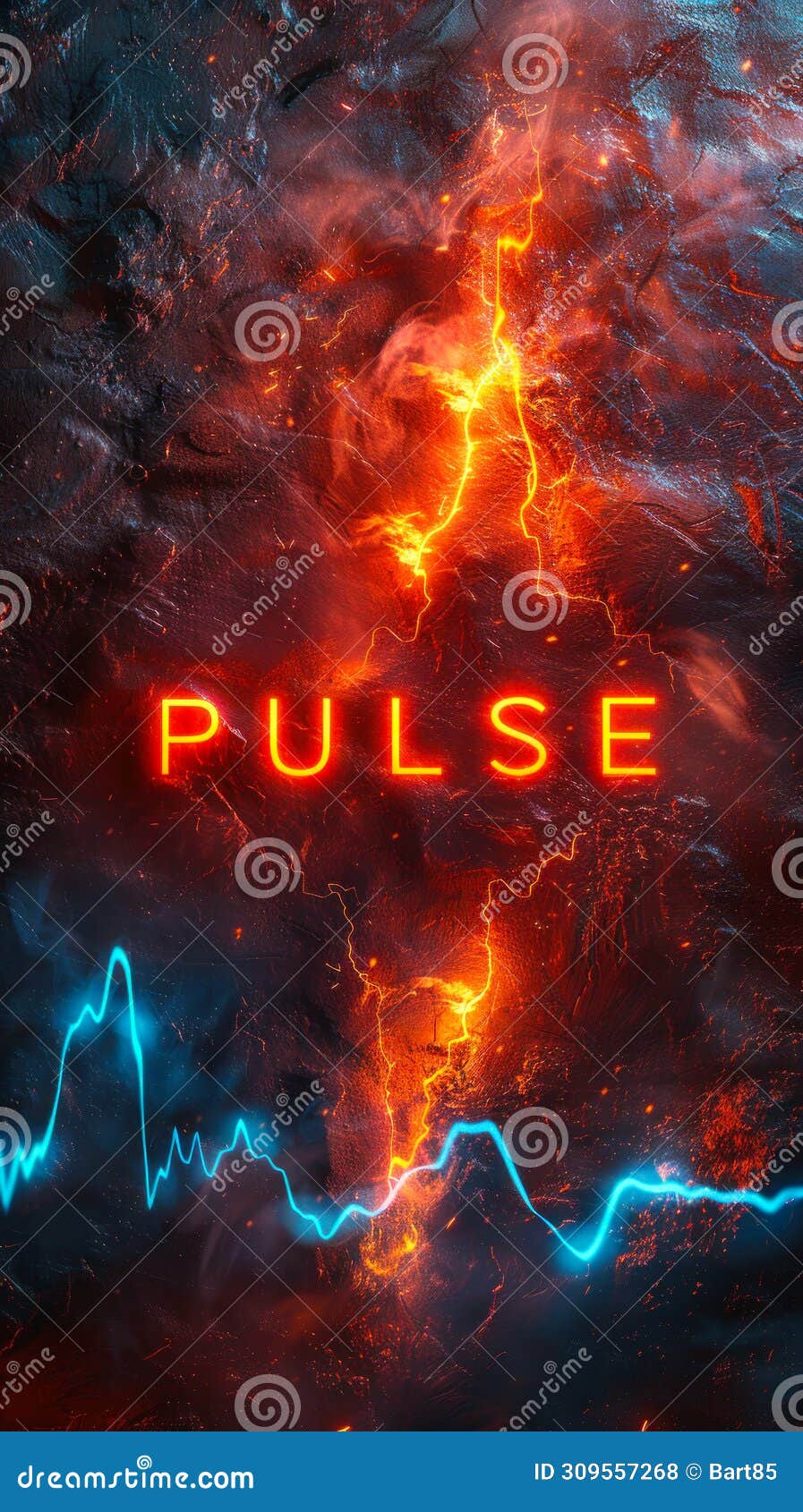 The Word PULSE Glowing in Fiery Red on a Dark, Textured Surface with ...