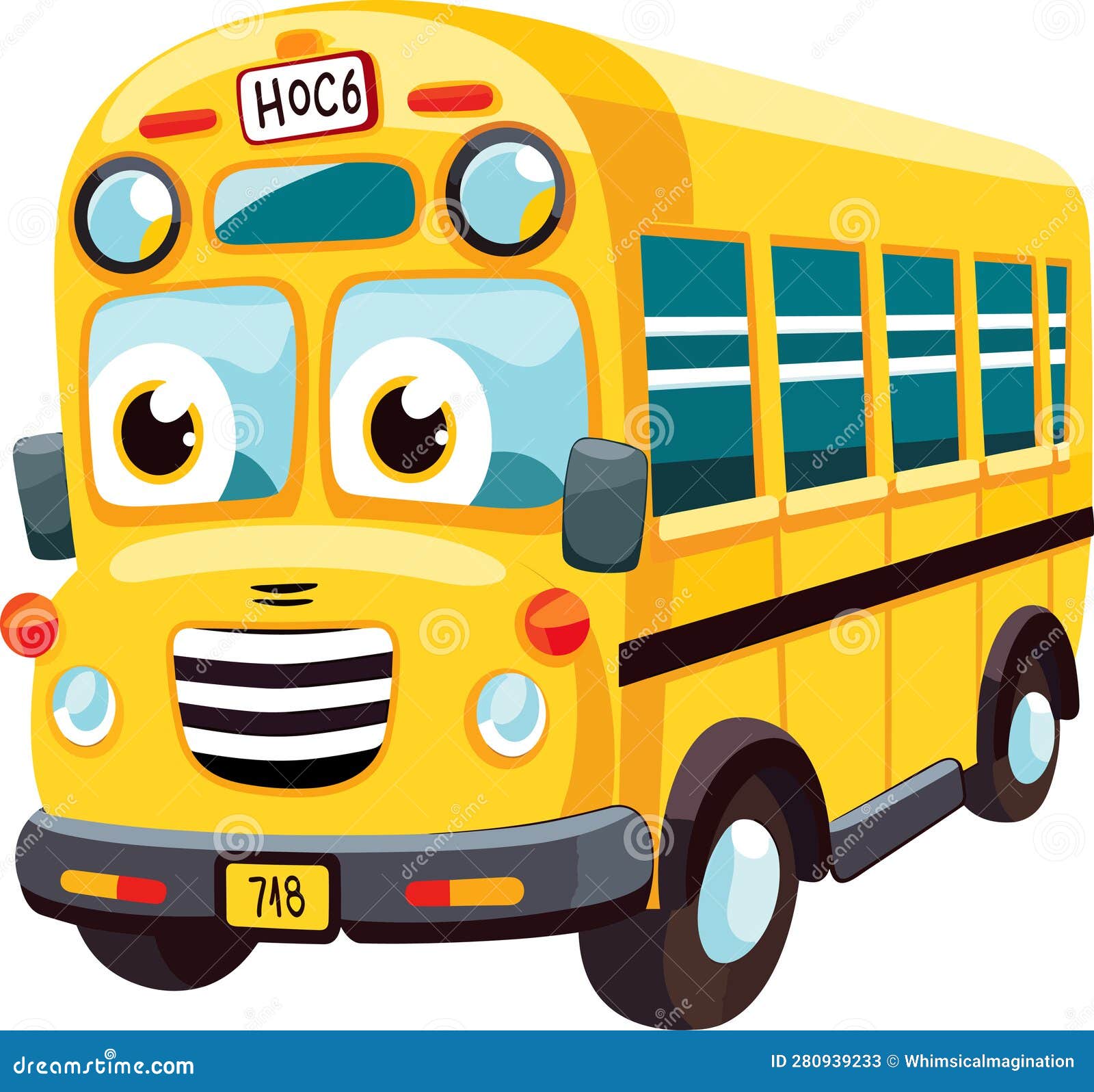 Cute Kawaii Yellow School Bus Vector Illustration Back To School ...