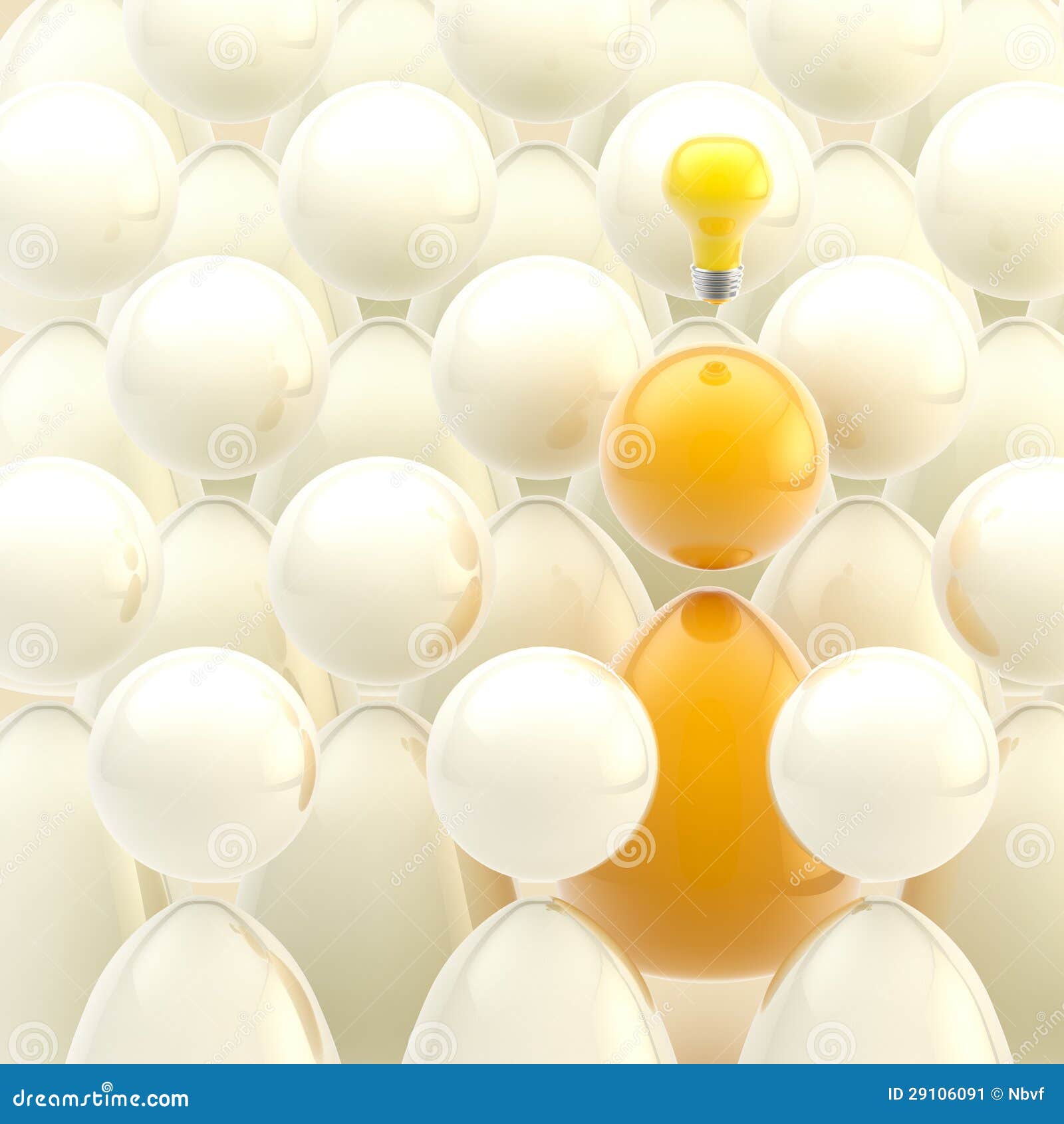 Generating Ideas: One Bright Mind in a Crowd Stock Illustration ...