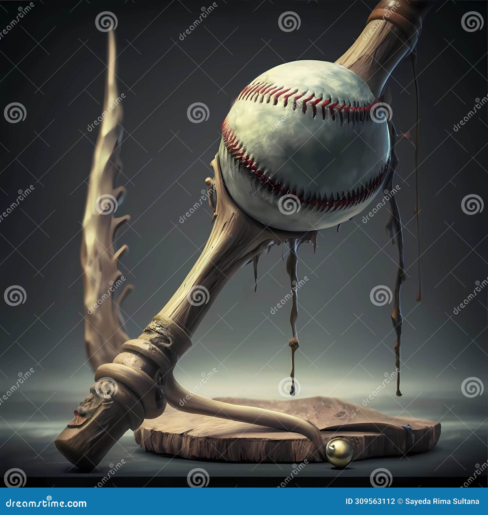 Baseball and Wooden Bat AI Generated Stock Illustration - Illustration ...