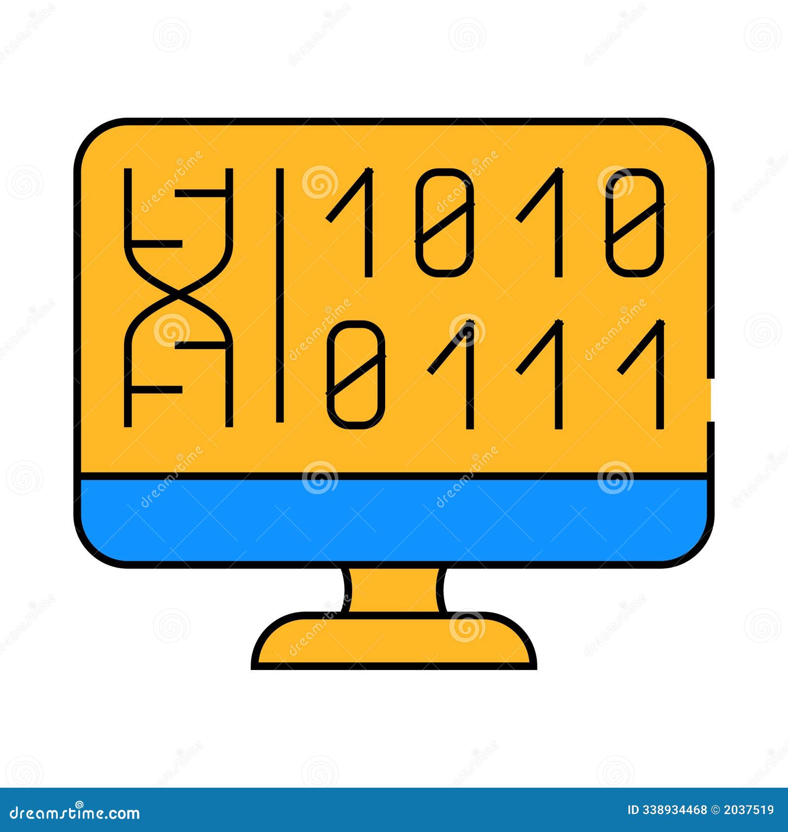 Generating Protein Cell Using Computer Code Icon Color Illustration ...