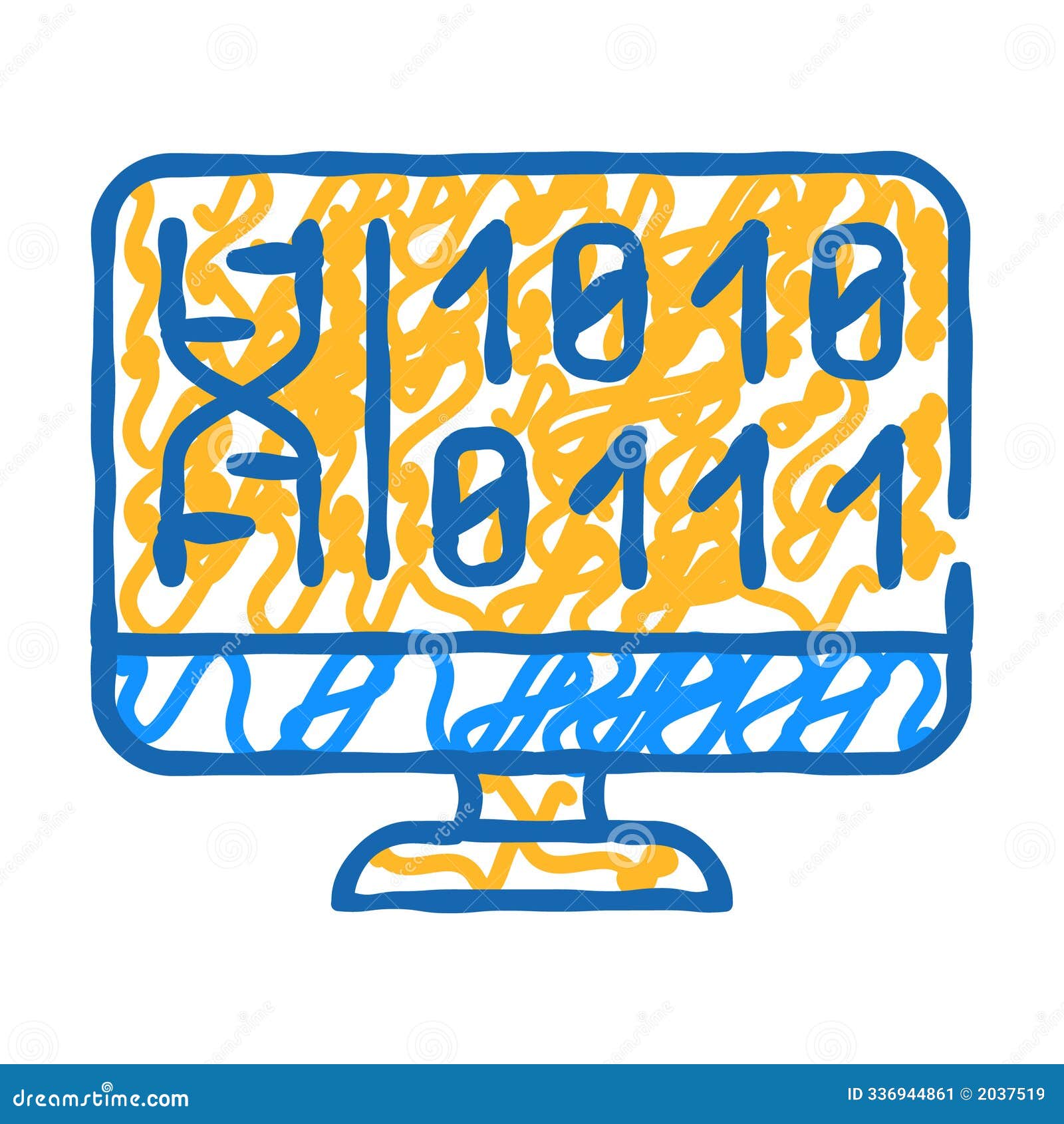 Generating Protein Cell Using Computer Code Icon Doodle Illustration ...