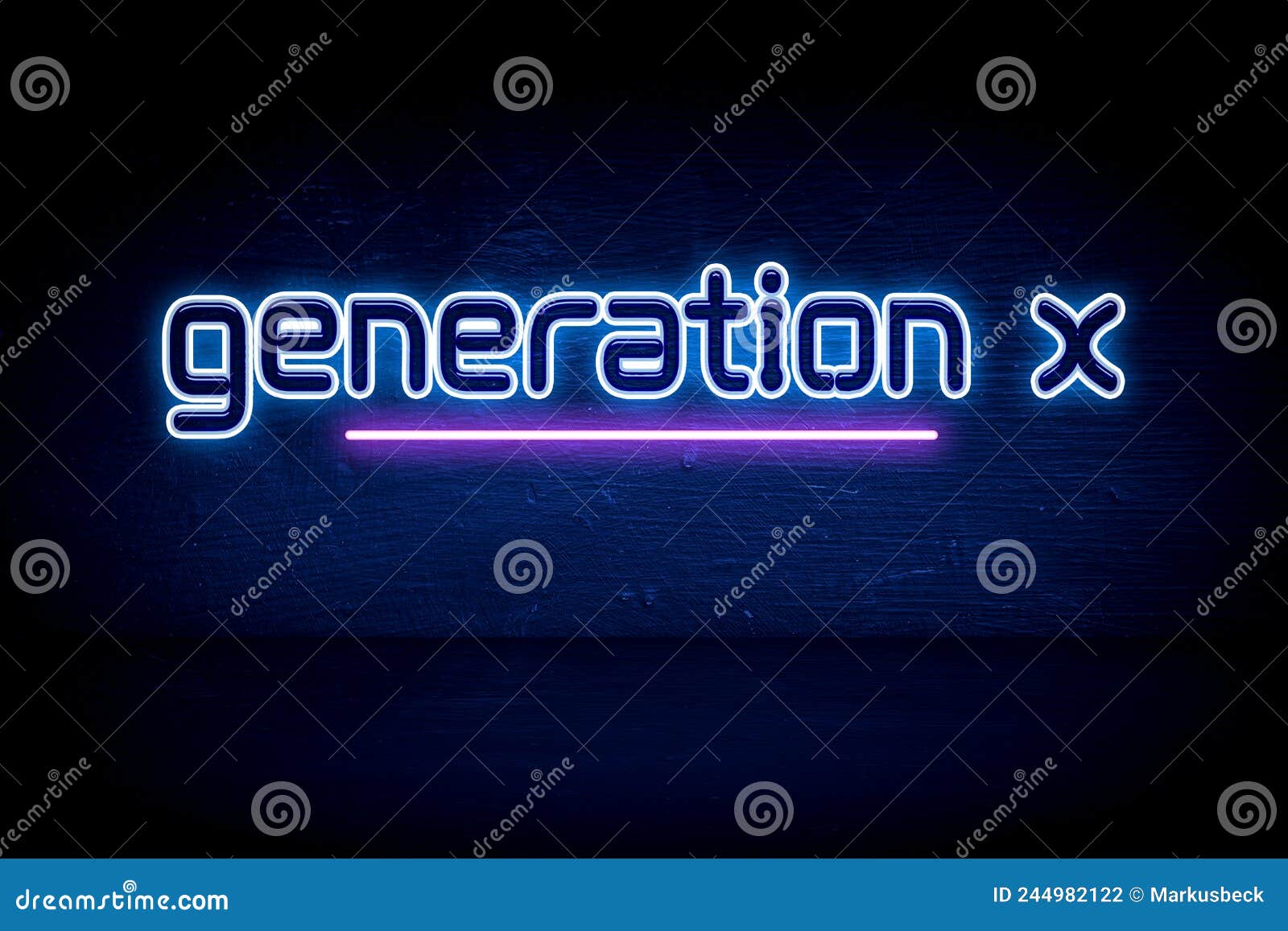 Generation X - Blue Neon Announcement Signboard Stock Photo - Image of ...