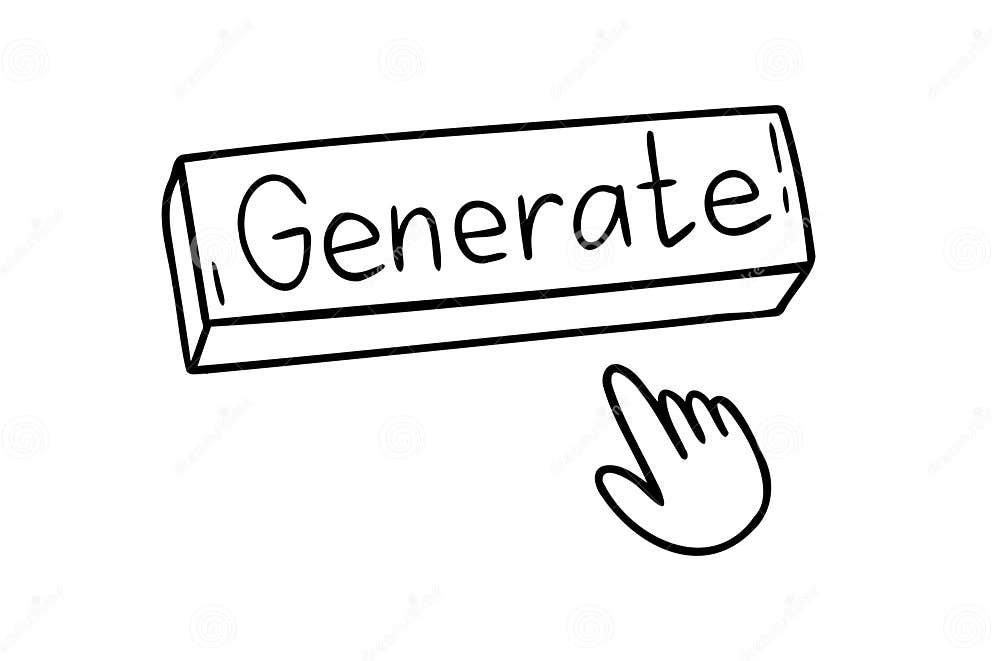 Generation Button with Hand Icon. Generation Button Outline Doodle Hand ...