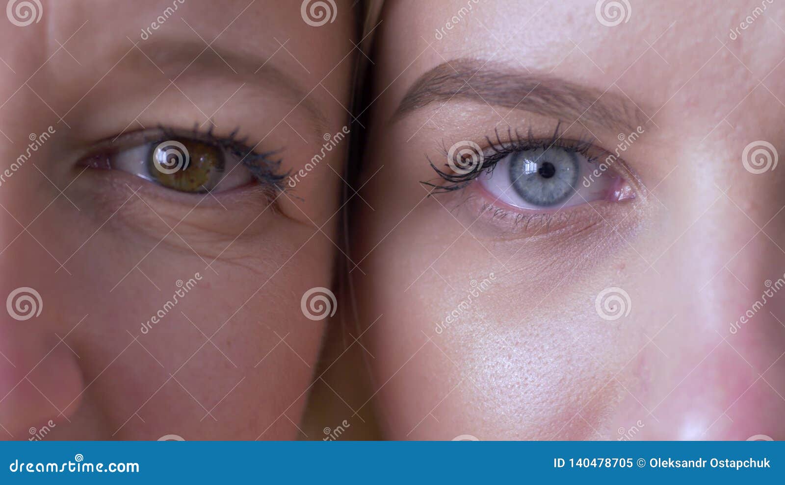 Generation Difference, Eyes of Mum and Daughter Faces Next To One ...