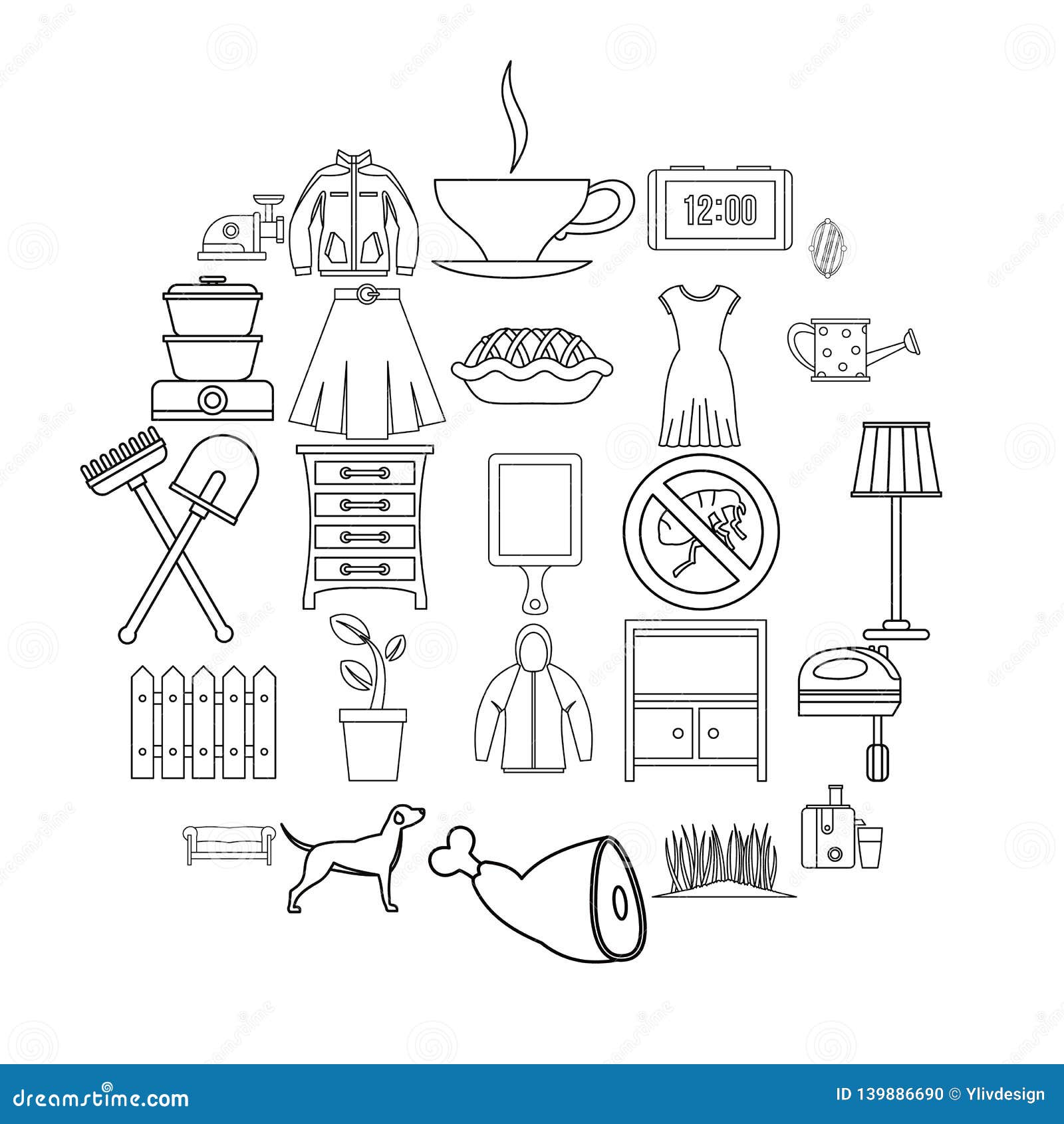 Generation Icons Set, Outline Style Stock Vector - Illustration of ...