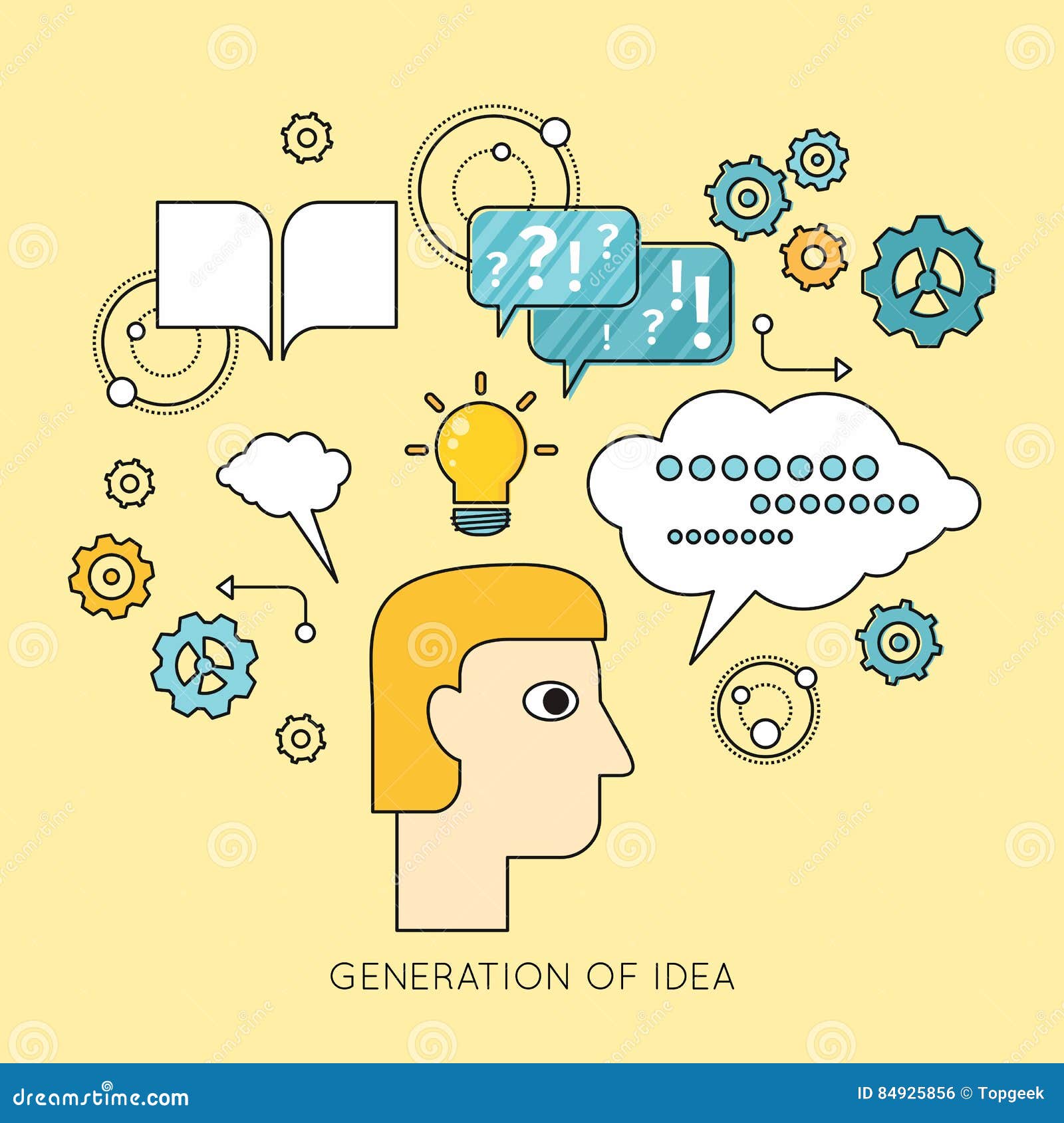 Generation of Idea Background in Flat Stock Vector - Illustration of ...