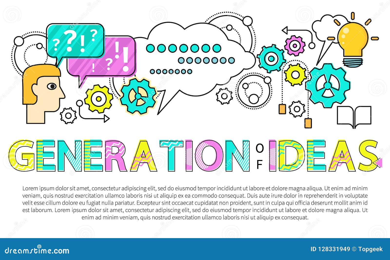 Generation Ideas Poster Text Vector Illustration Stock Vector ...