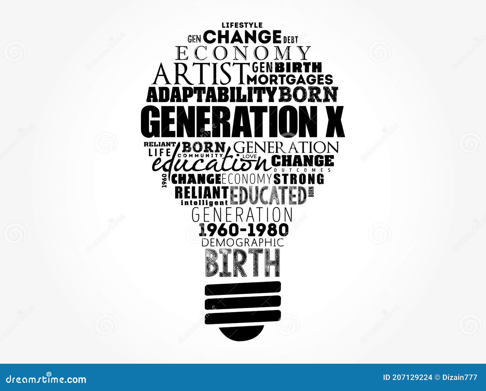Generation X Light Bulb Word Cloud Collage, Concept Background Stock ...