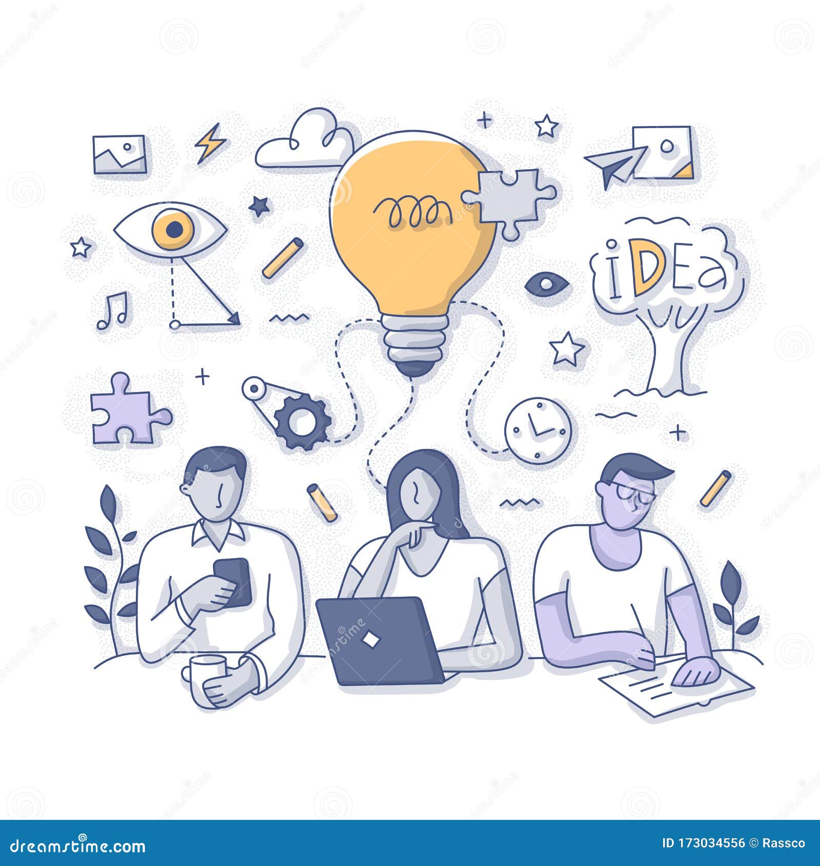 Generation of New Ideas & Solutions Doodle Concept Stock Vector ...